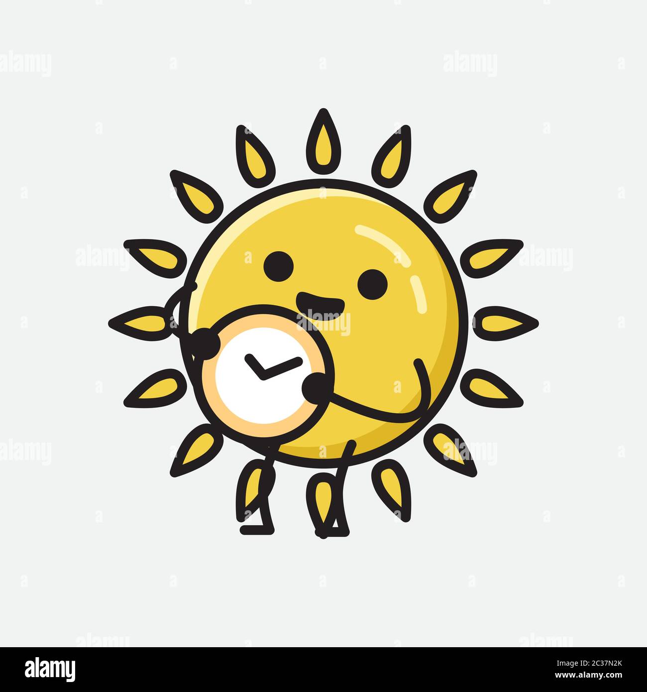 An illustration of Cute Yellow Sun Mascot Vector Character in Flat ...