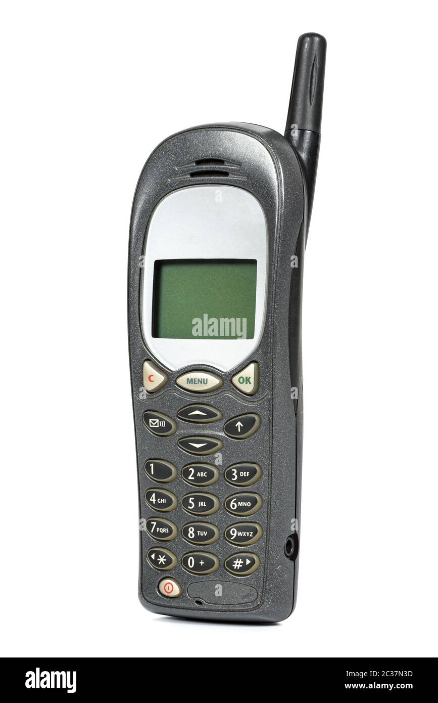 Old mobile phone isolated on white background with clipping path Stock ...