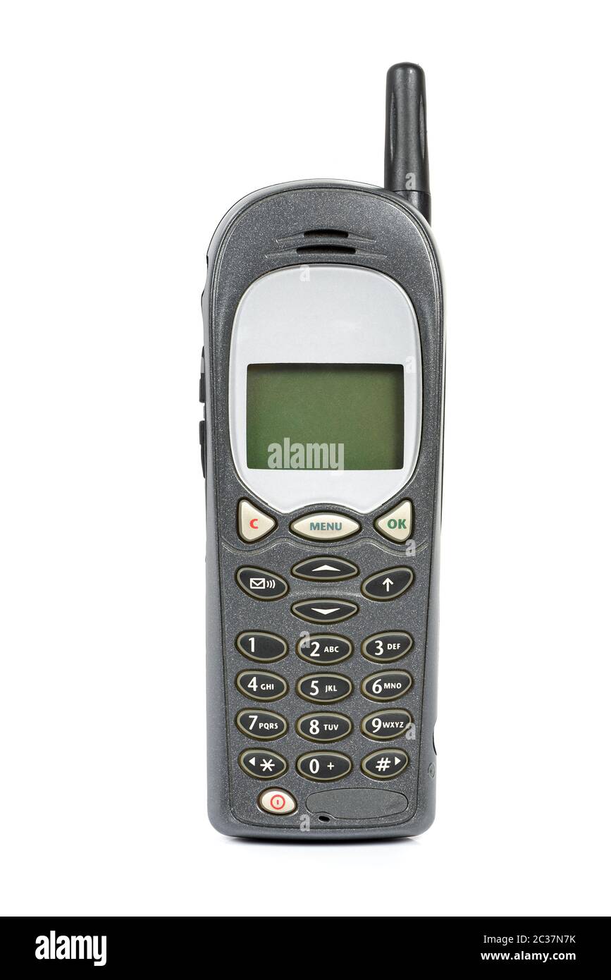 Old mobile phone isolated on white background with clipping path Stock ...