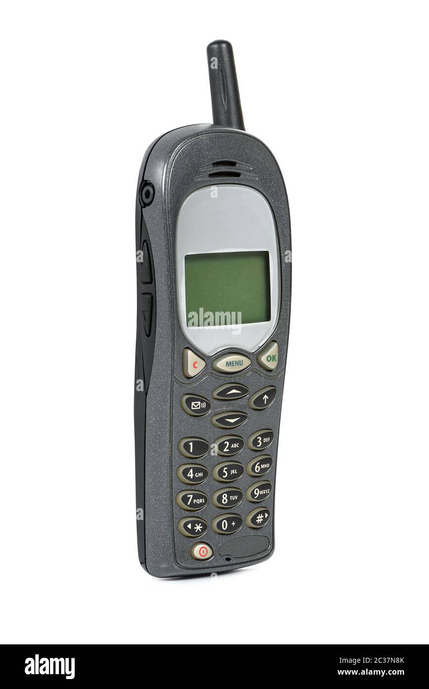 Old mobile phone isolated on white background with clipping path Stock ...