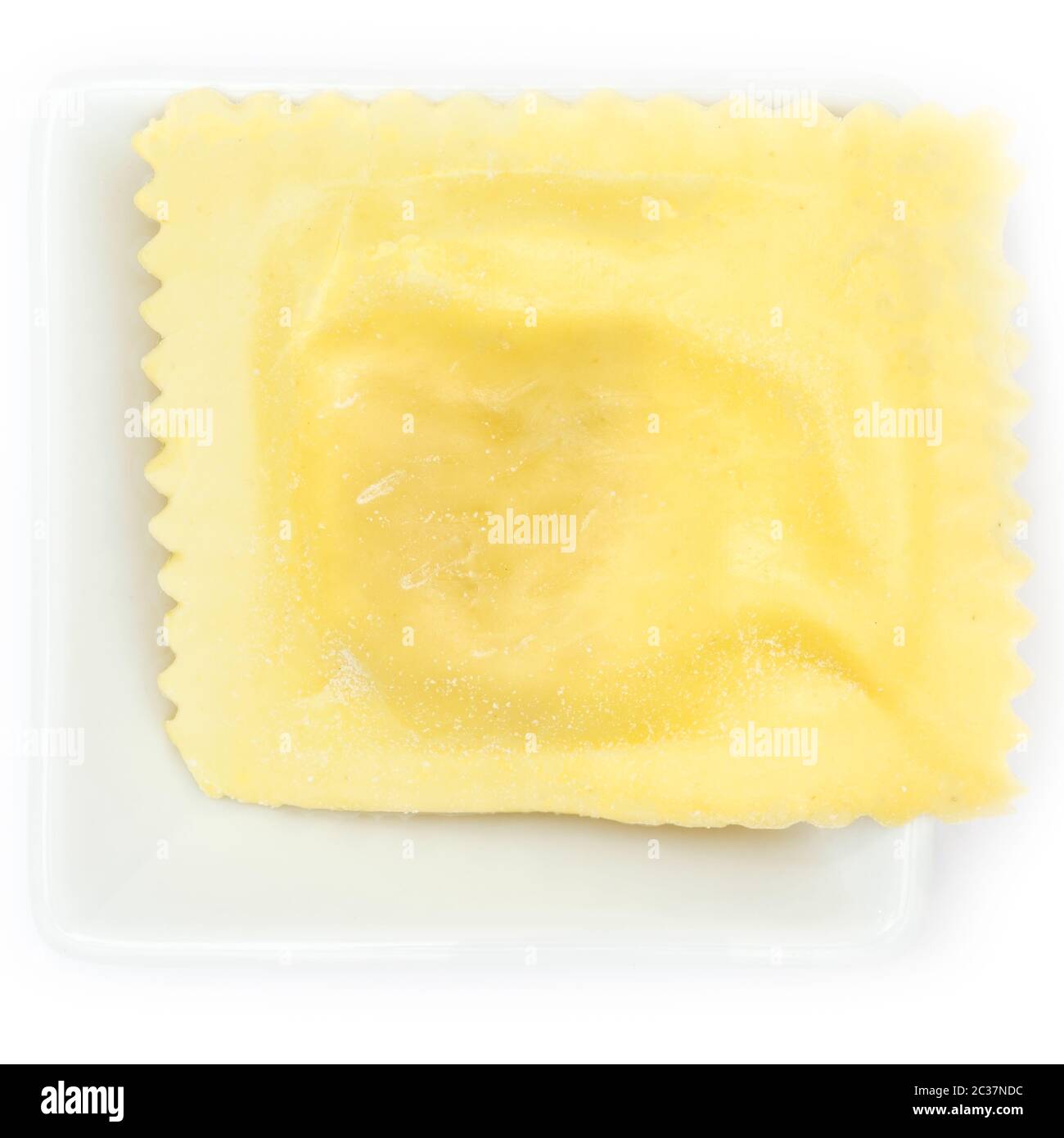 Italian ravioli pasta with filling in a bowl in top view Stock Photo ...