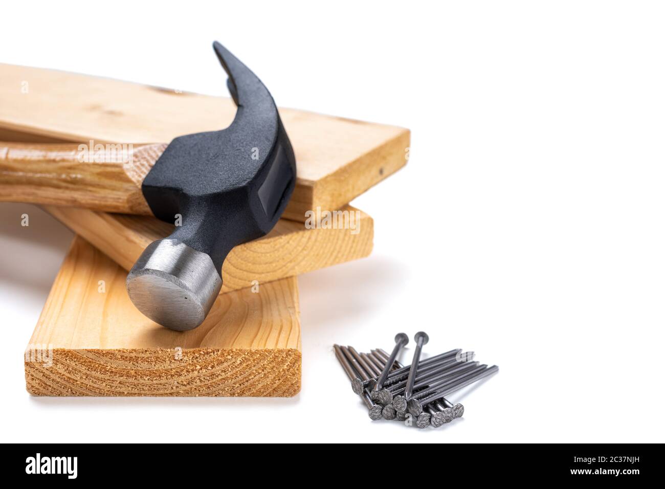 Close-up of a carpenter's hammer on white background. Construction ...