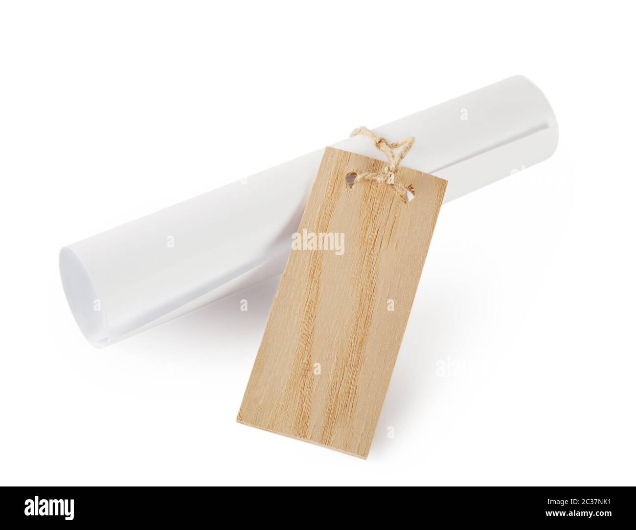 Scroll with tag isolated on white background Stock Photo - Alamy