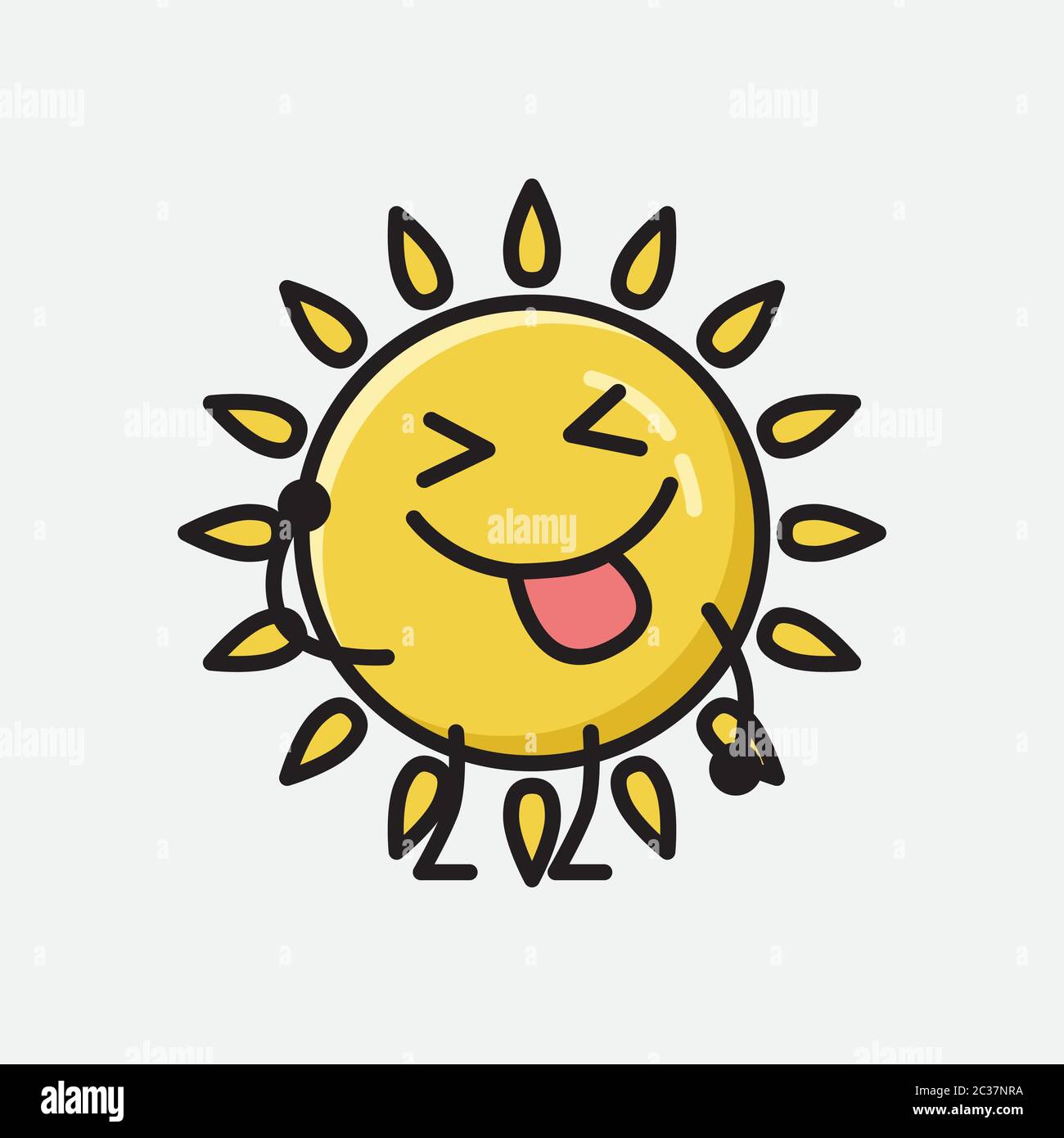 An illustration of Cute Yellow Sun Mascot Vector Character in Flat ...