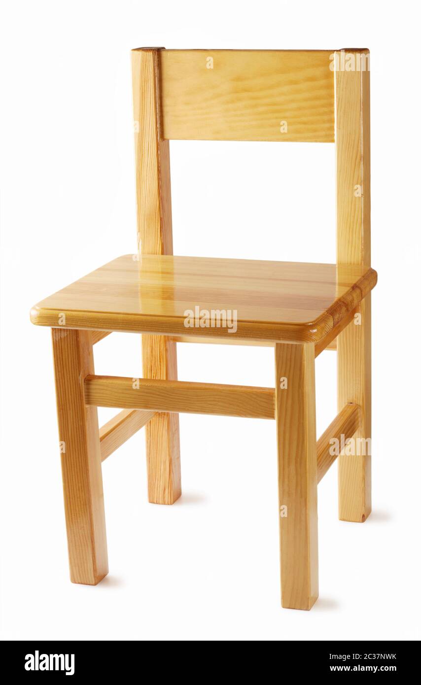 Wooden chair with a back isolated on white background Stock Photo - Alamy