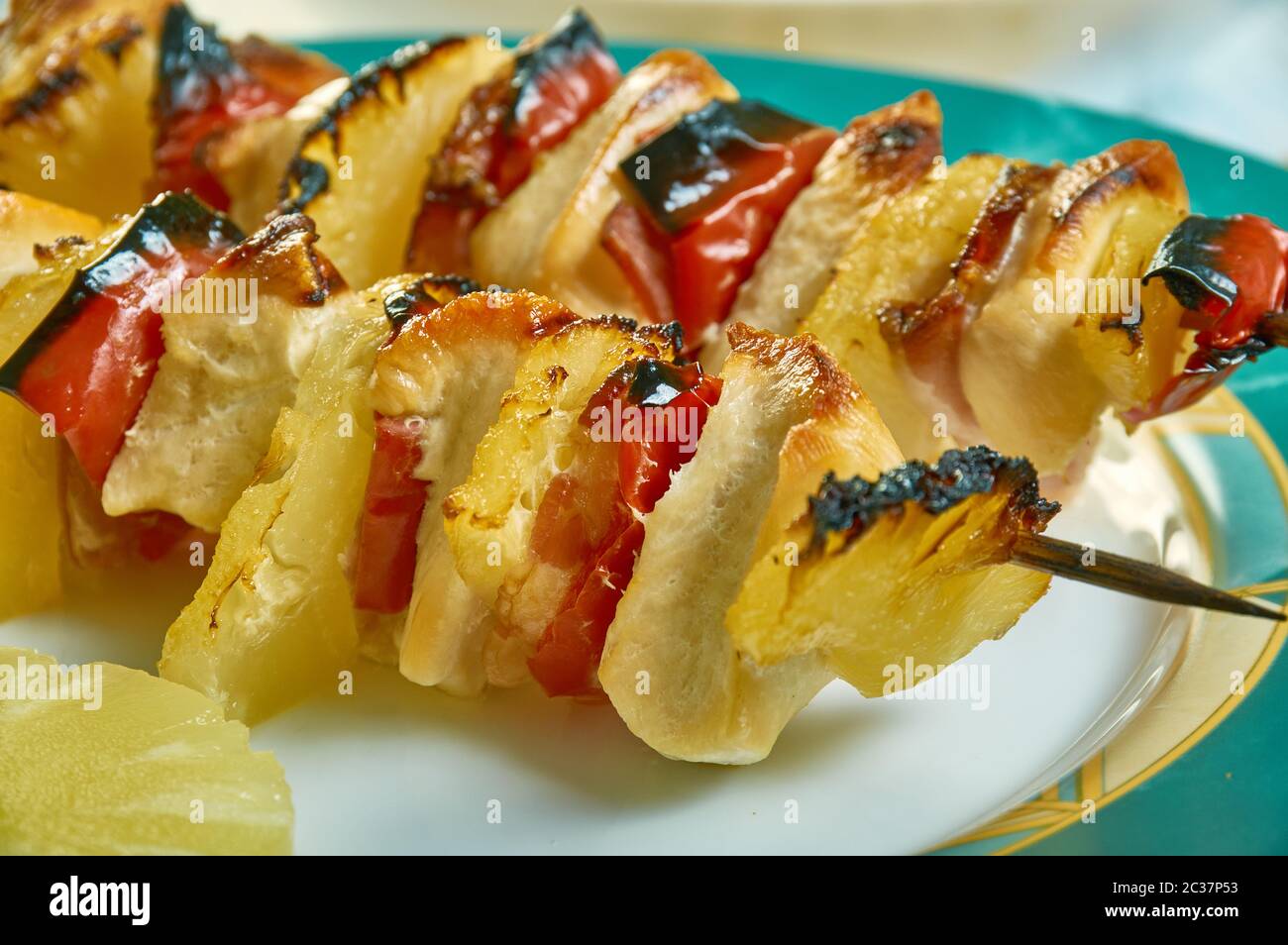 Hawaiian Bacon Pineapple Chicken Kebabs Stock Photo - Alamy