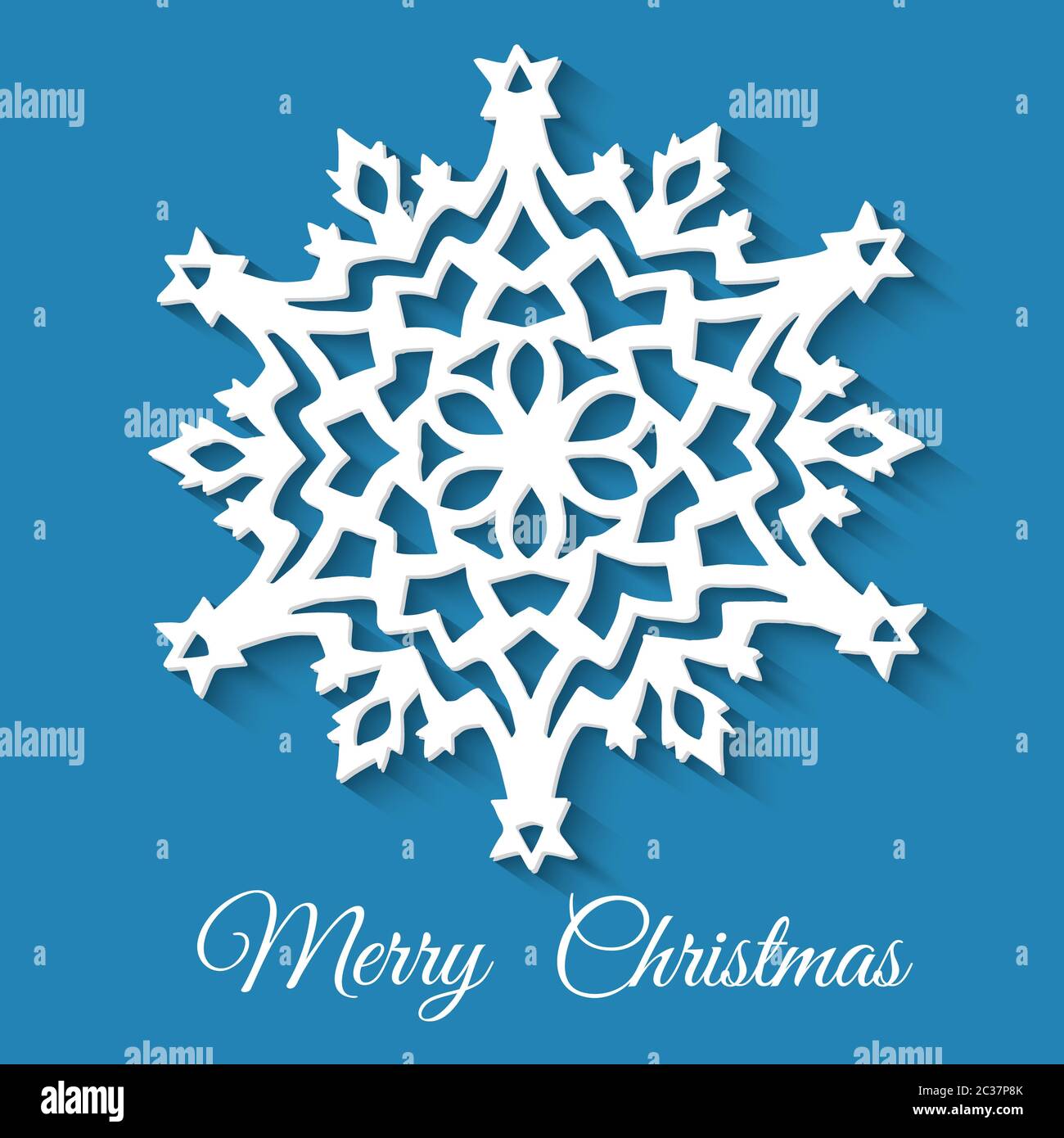 Christmas paper snowflake on blue background. Vector illustration Stock ...
