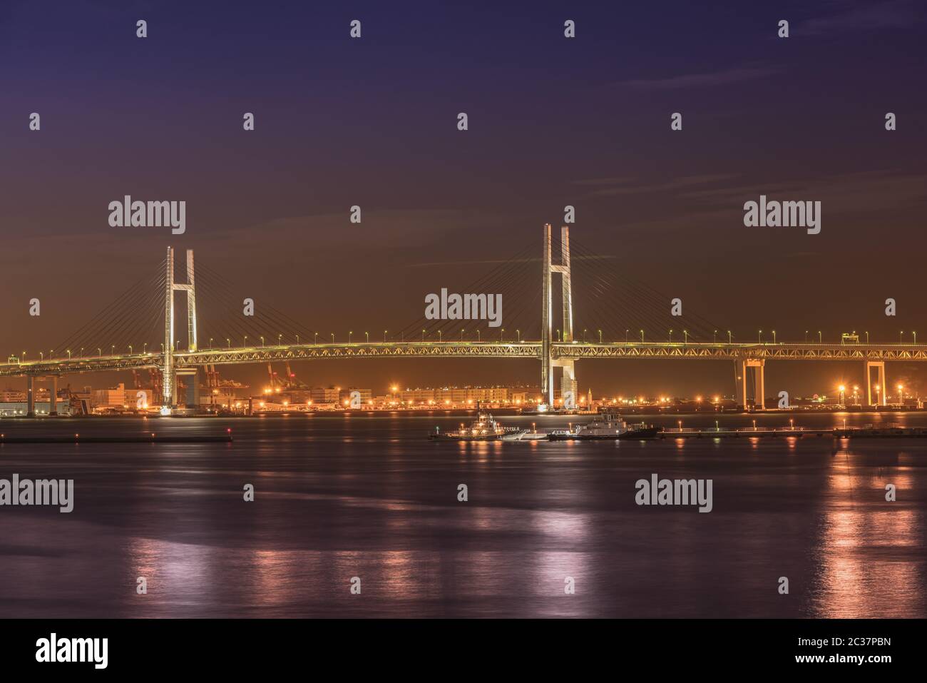 Panorama of Yokohama Bay Bridge from Ōsanbashi Pier in the Minato Mirai ...