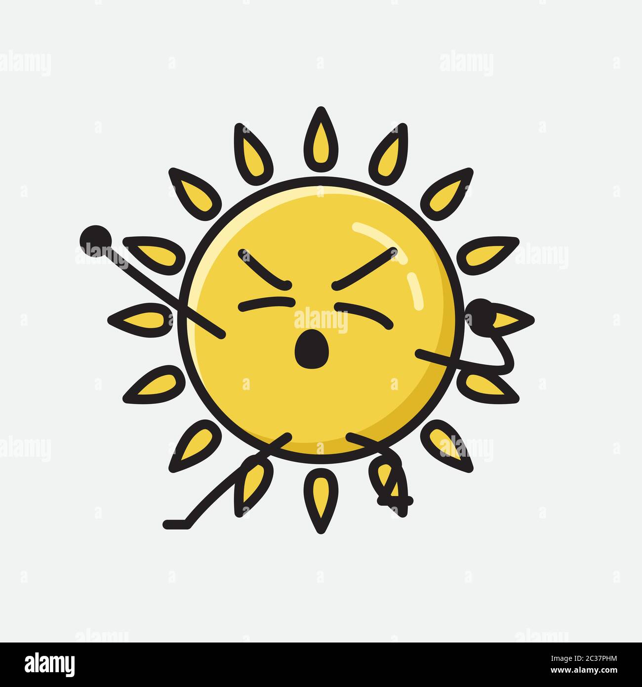 An illustration of Cute Yellow Sun Mascot Vector Character in Flat ...
