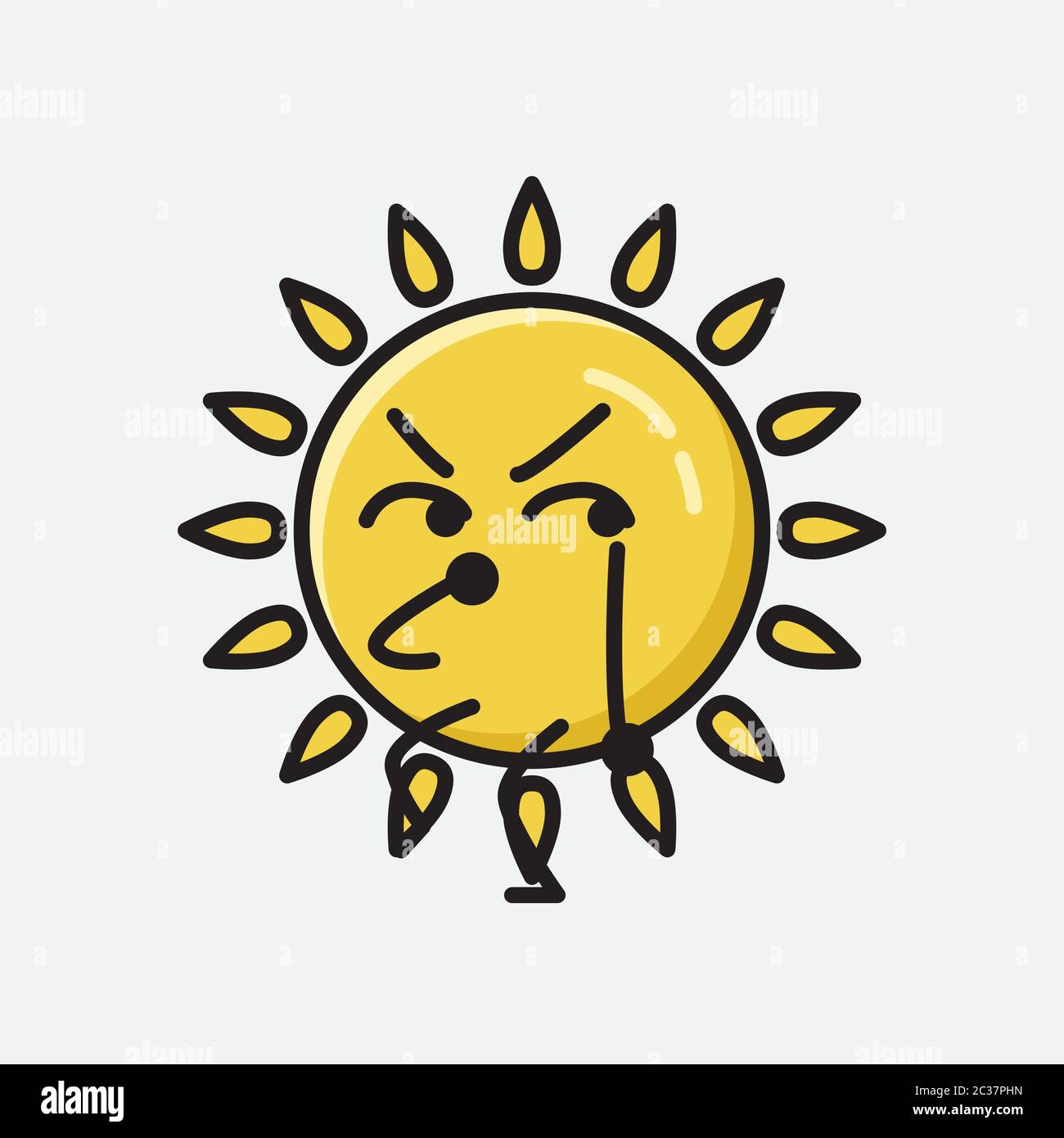 An illustration of Cute Yellow Sun Mascot Vector Character in Flat ...