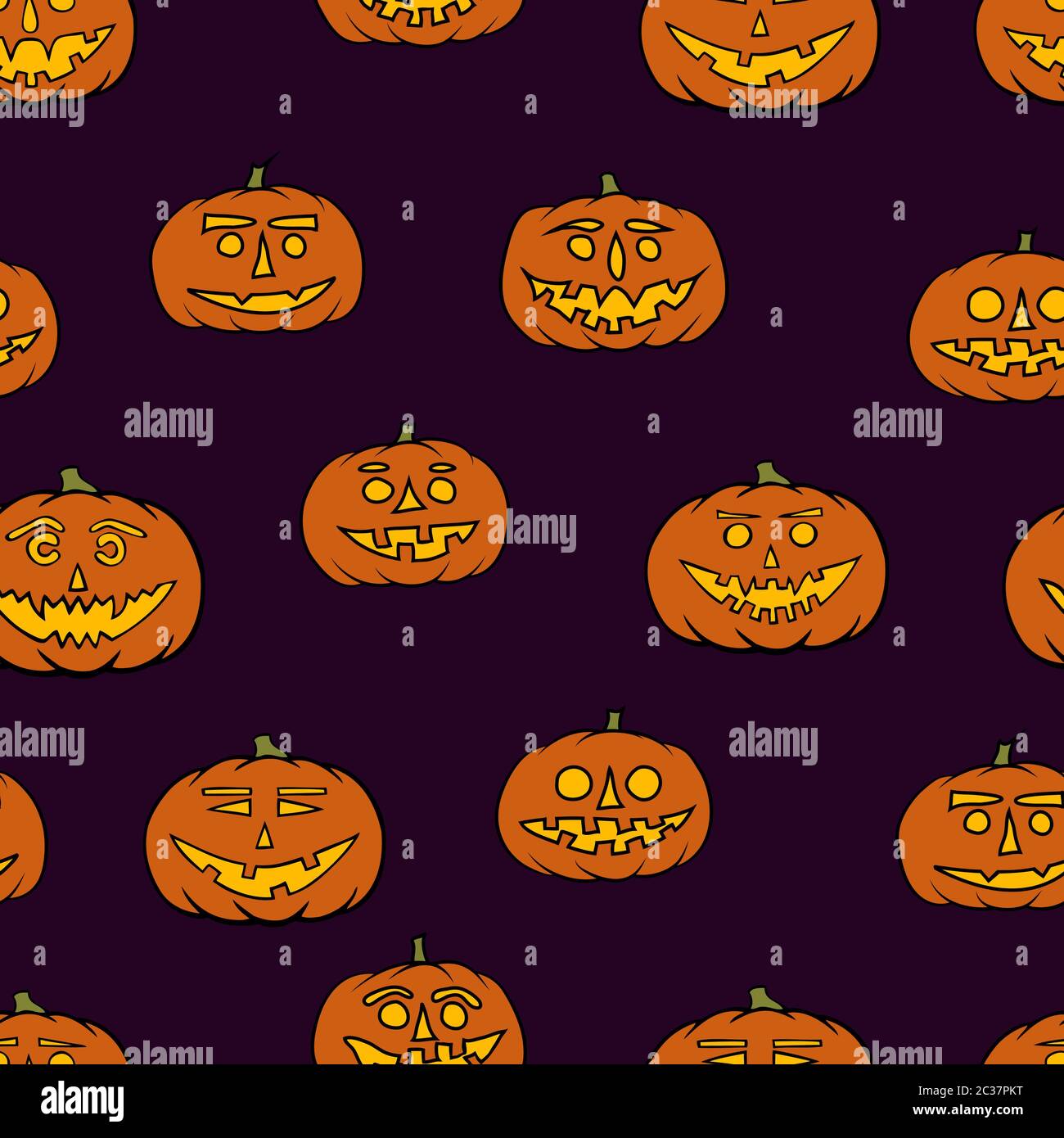 hand drawn jack-o-lantern seamless pattern - halloween background Stock ...