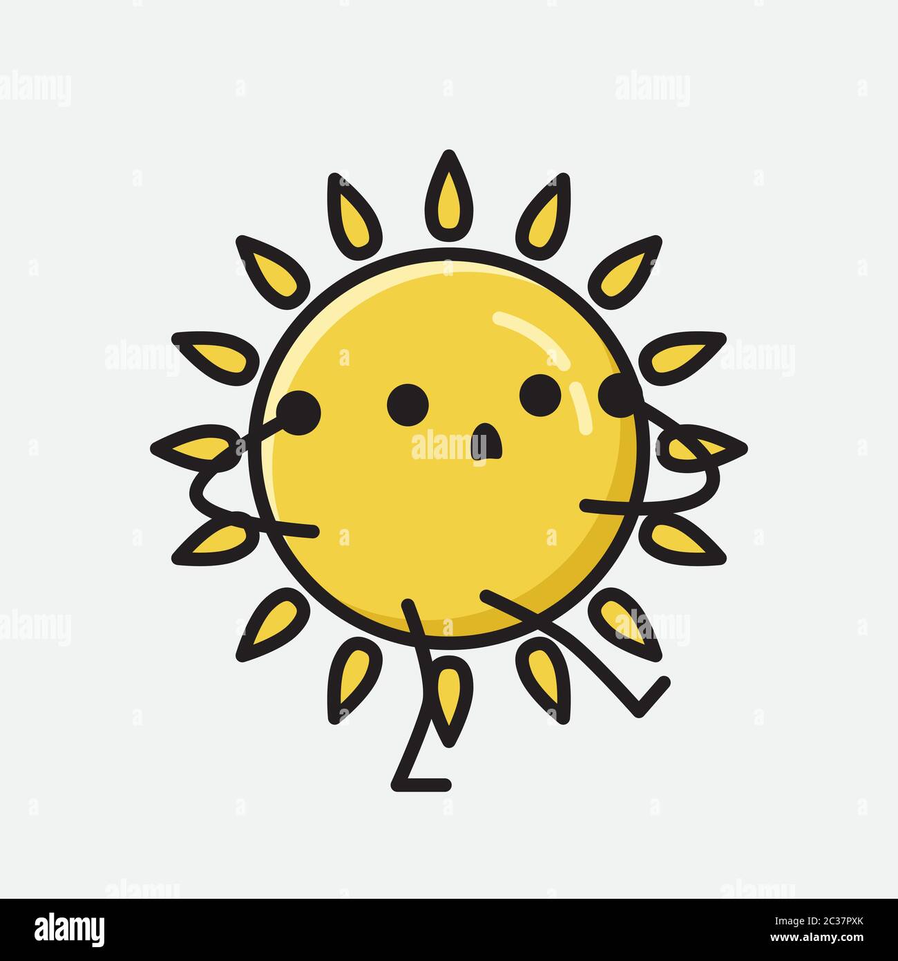 An illustration of Cute Yellow Sun Mascot Vector Character in Flat ...