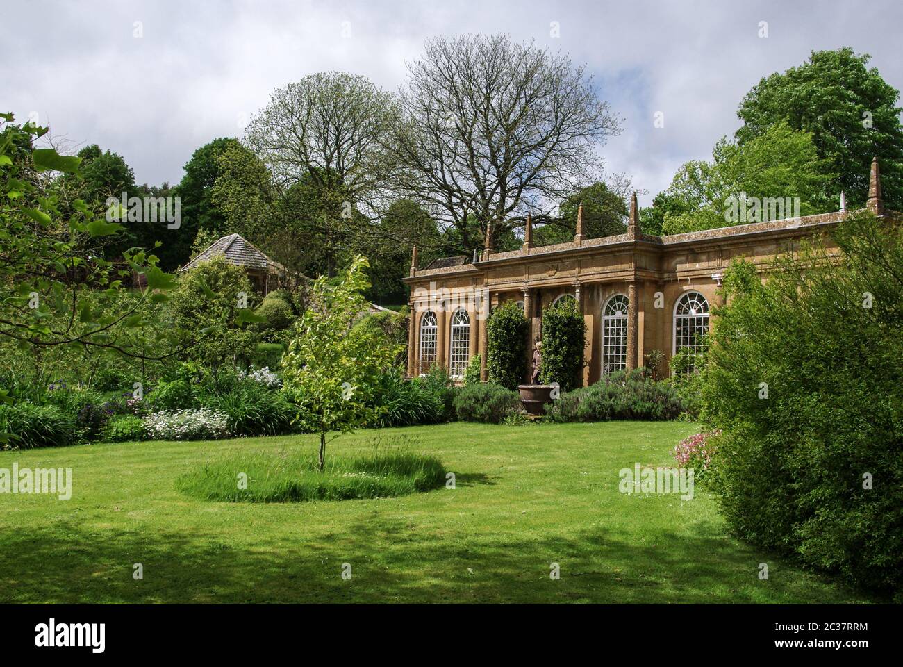 The Italianate gardens at Mapperton House, a Jacobean manor house near ...