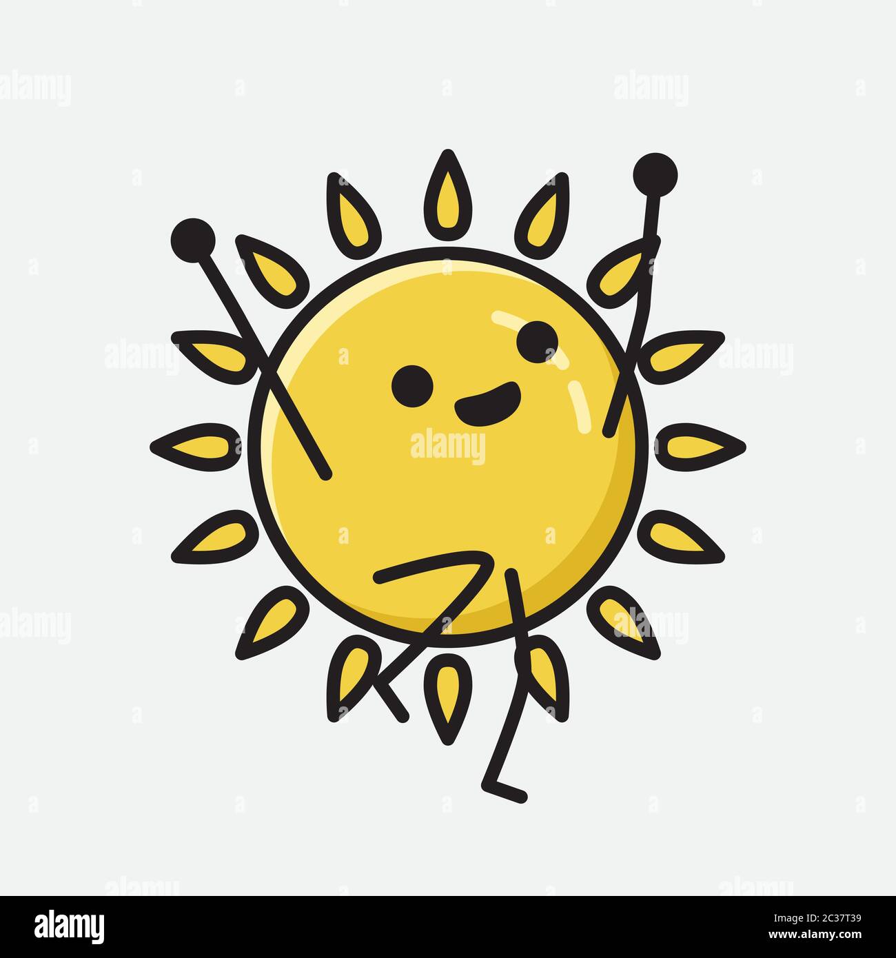 An illustration of Cute Yellow Sun Mascot Vector Character in Flat ...