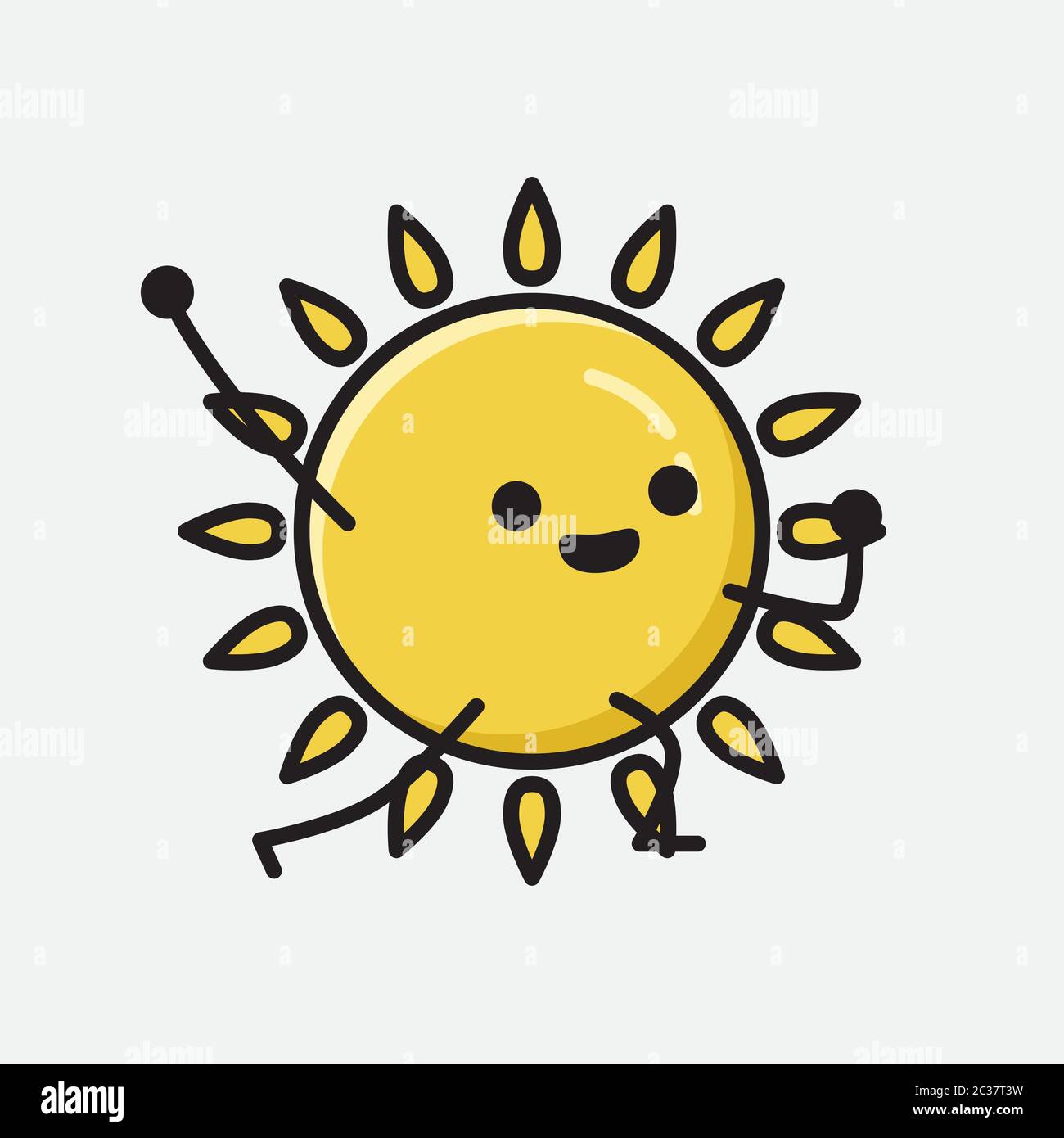 An illustration of Cute Yellow Sun Mascot Vector Character in Flat ...