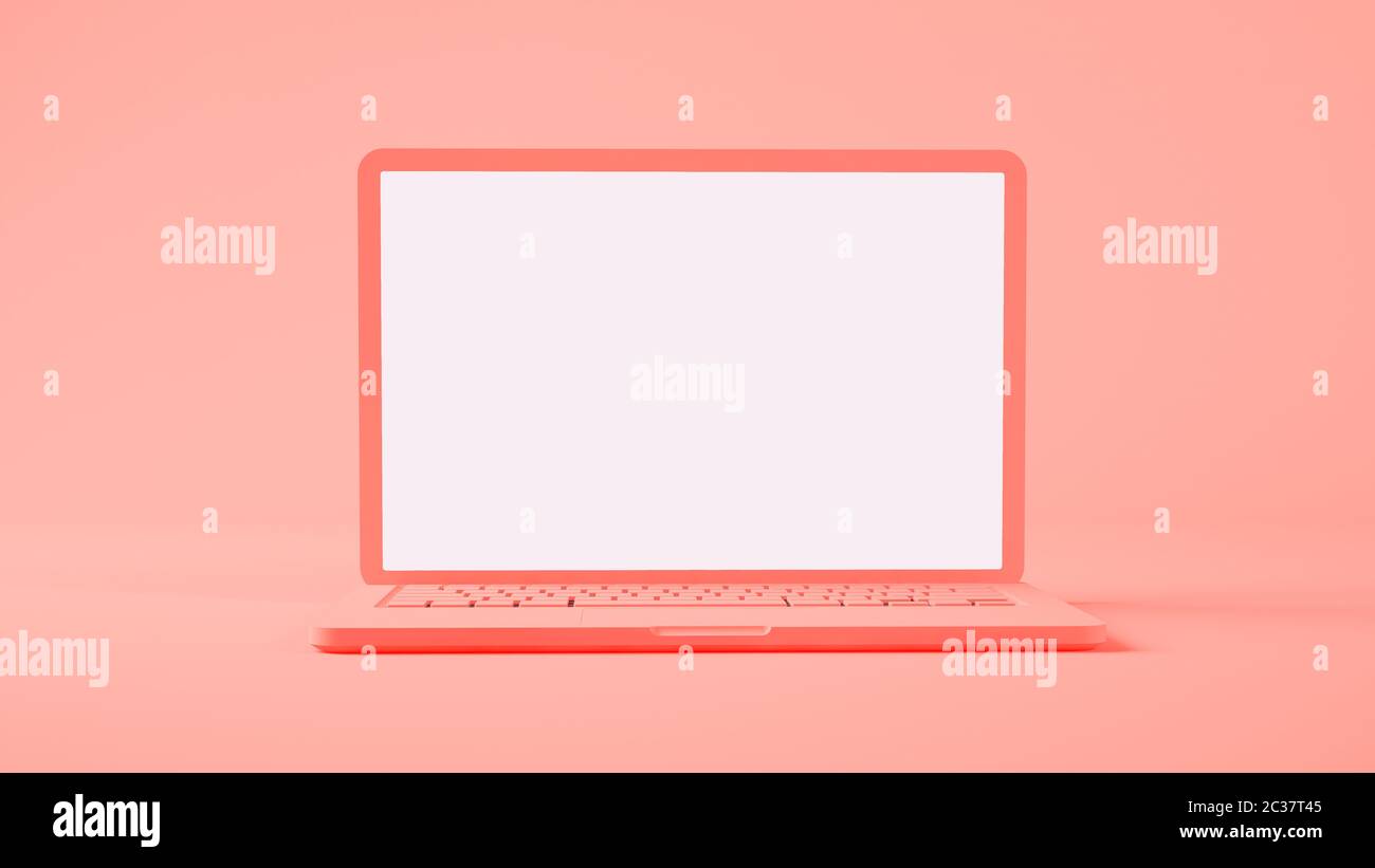 Minimal pink laptop 3d rendering Stock Photo - Alamy
