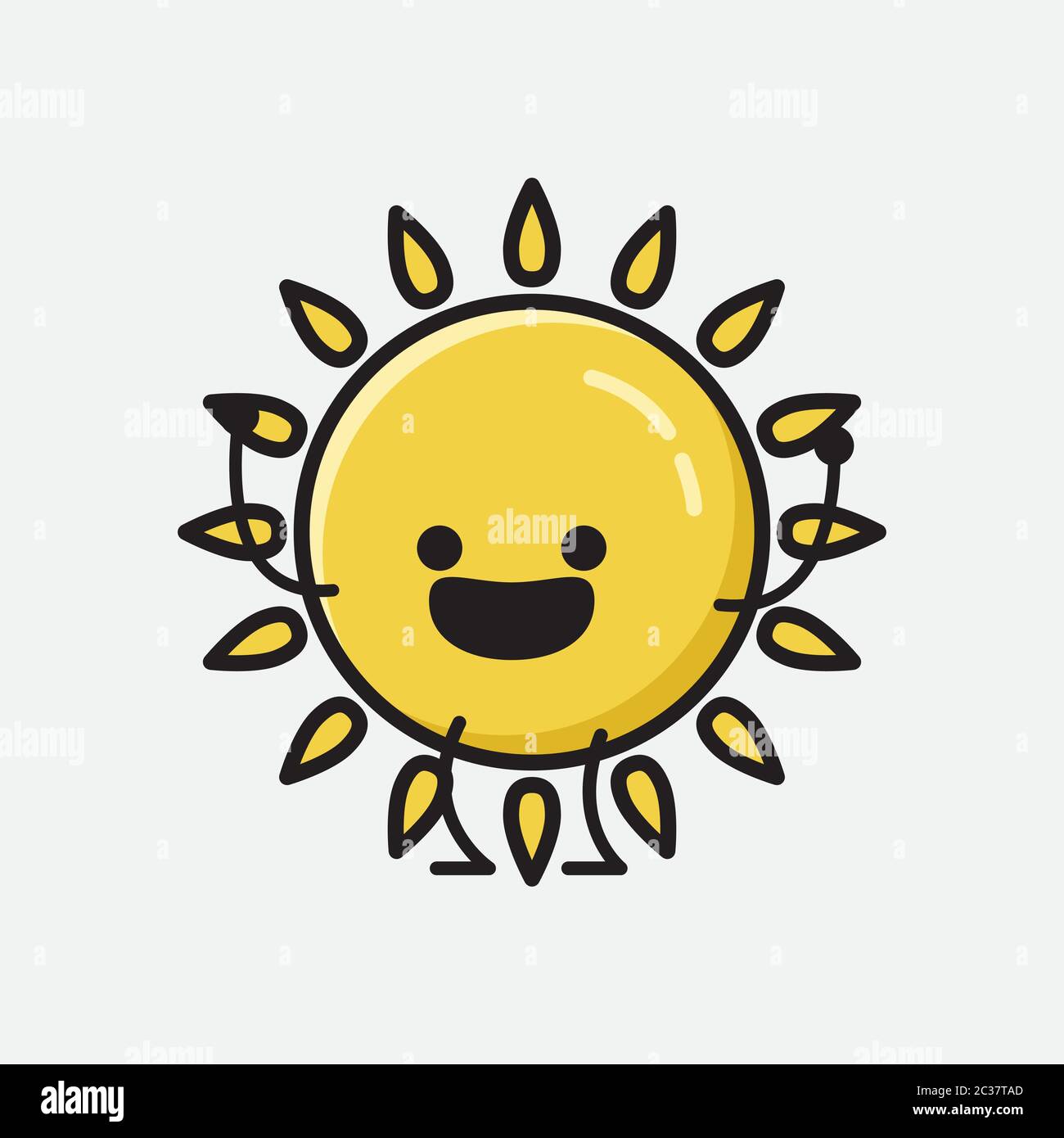 An illustration of Cute Yellow Sun Mascot Vector Character in Flat ...