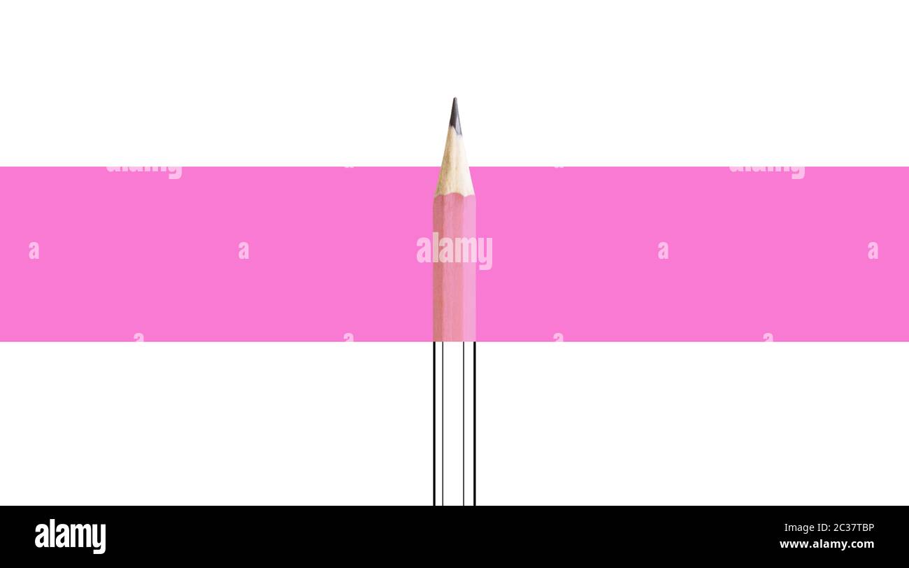 Minimal pink pencil concept Stock Photo - Alamy