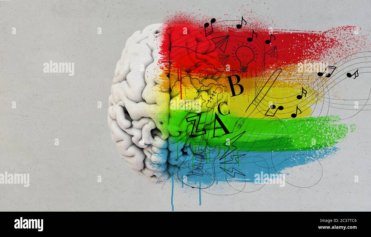 Grey Brain 3d rendering with color creative ideas illustrations Stock ...