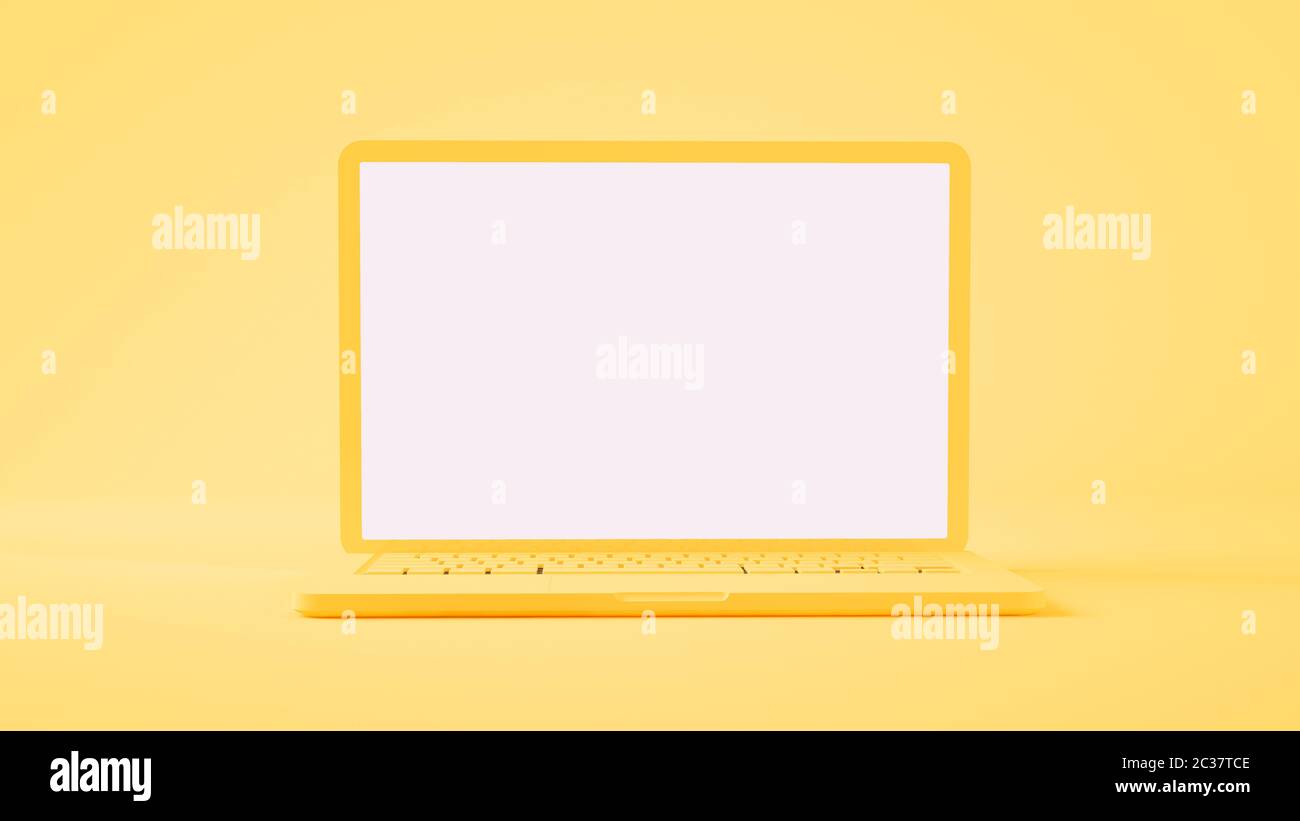 Minimal yellow laptop 3d rendering Stock Photo - Alamy