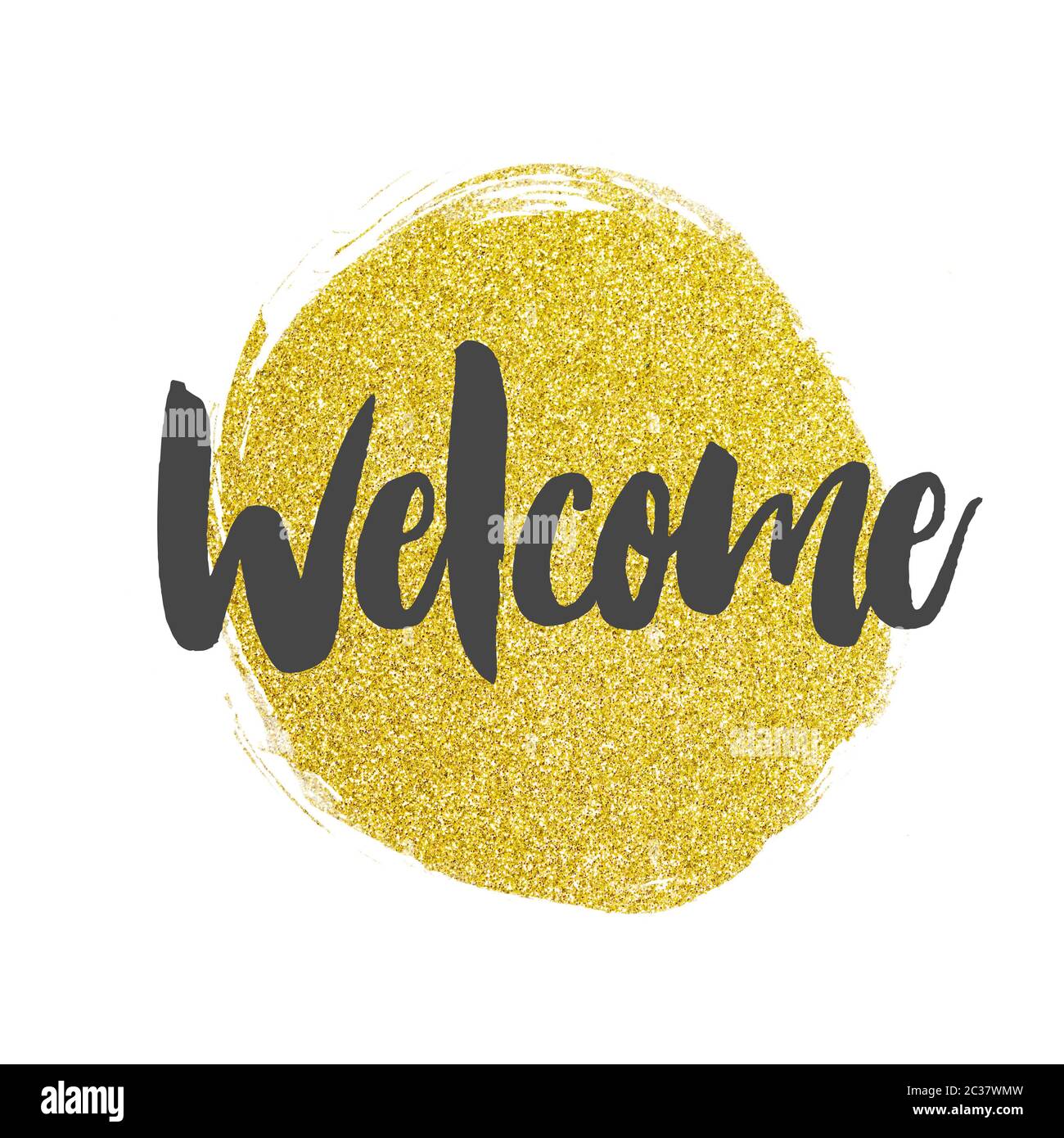 Welcome message on a gold glitter grunge background Stock Photo - Alamy