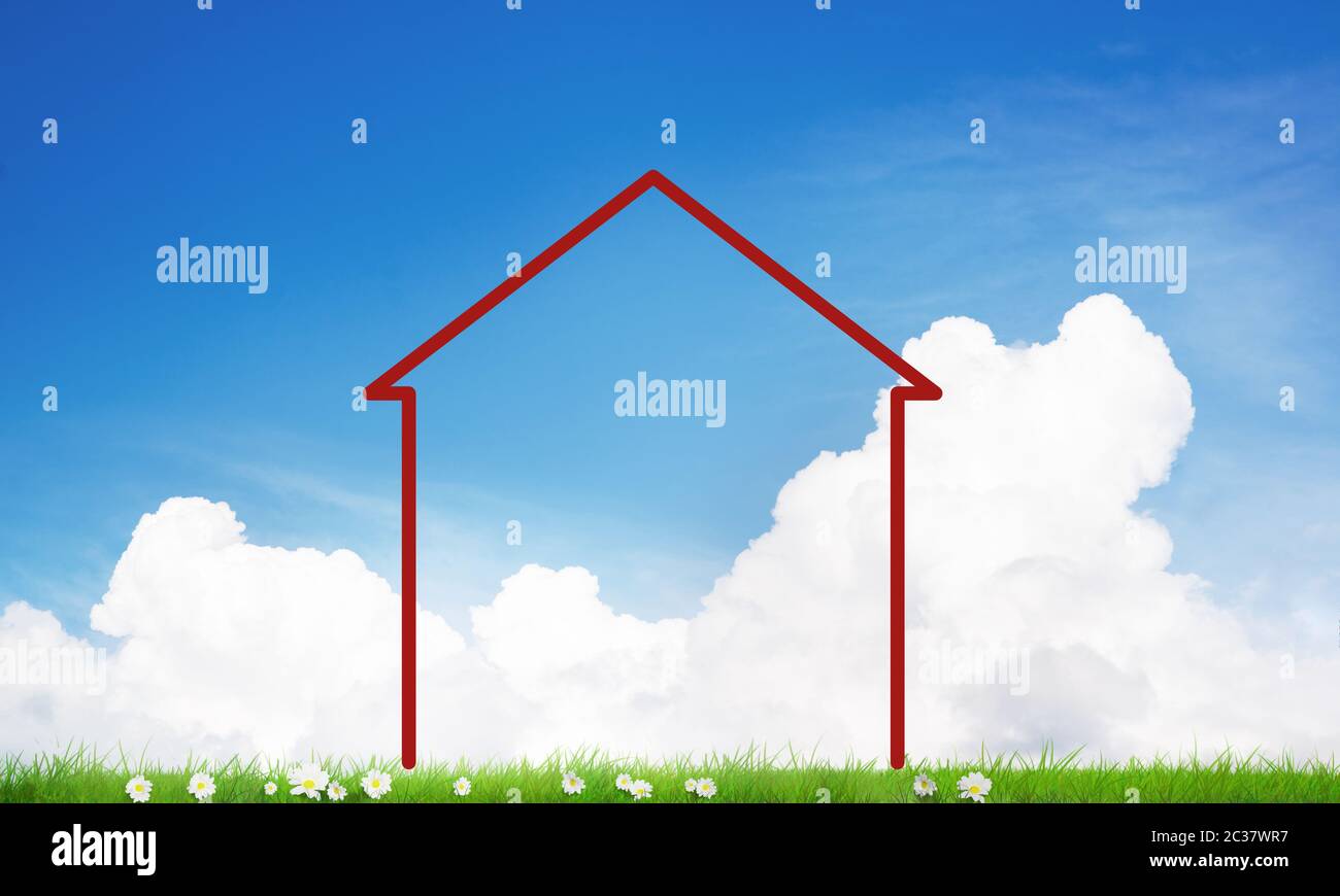 House on sky landscape Stock Photo - Alamy