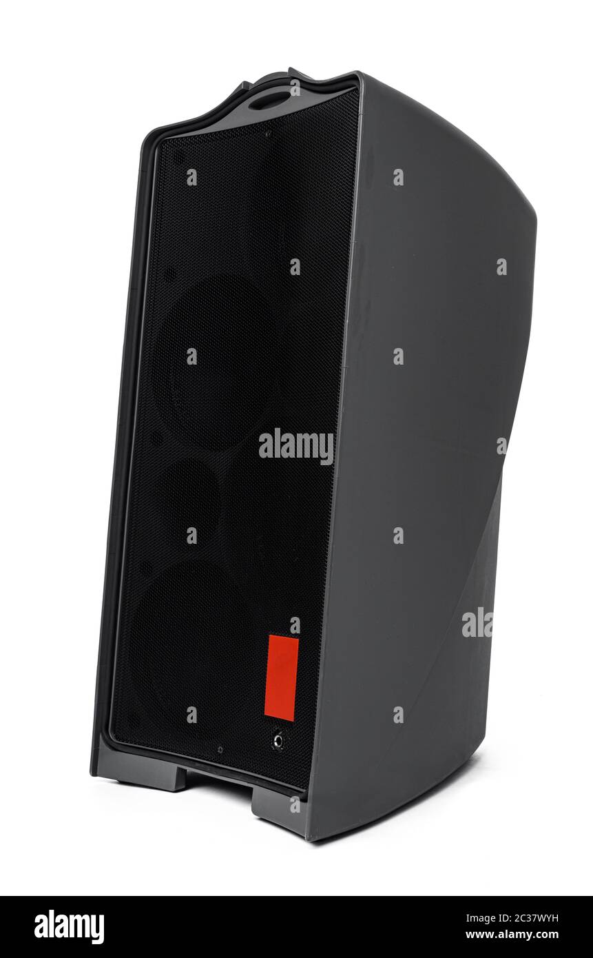 Acoustic system audio column isolated on white Stock Photo - Alamy