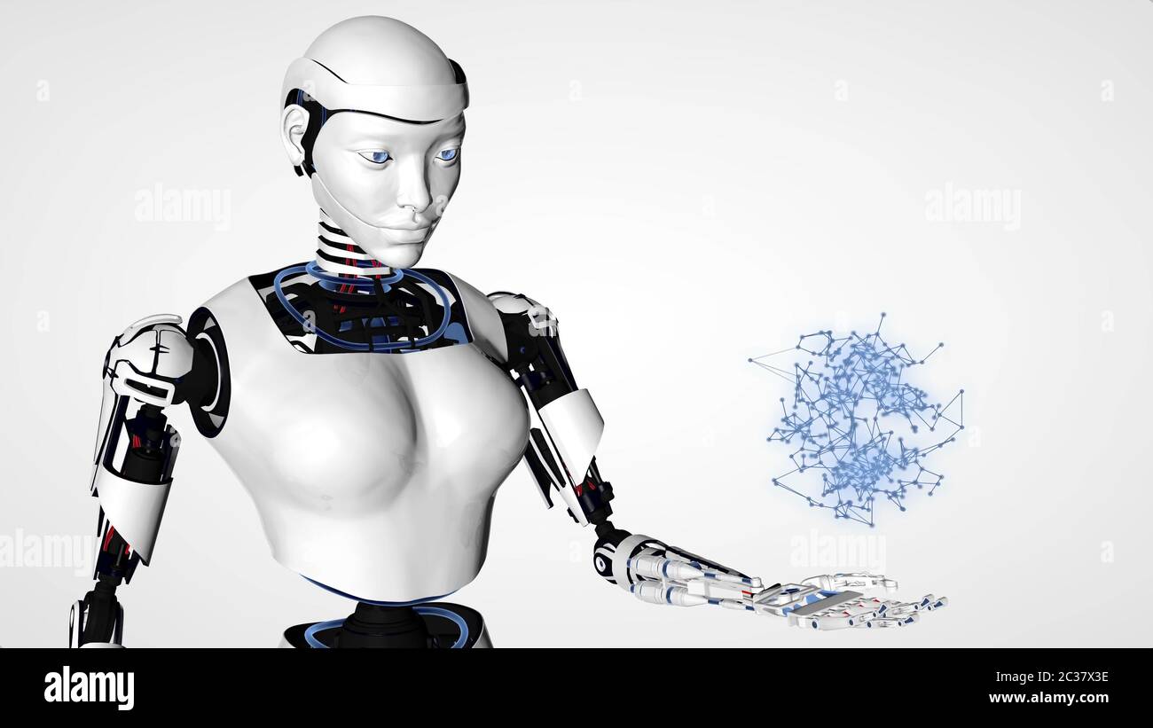 Sexy robot android woman. Cyborg future technology, artificial intelligence, computer technology ...