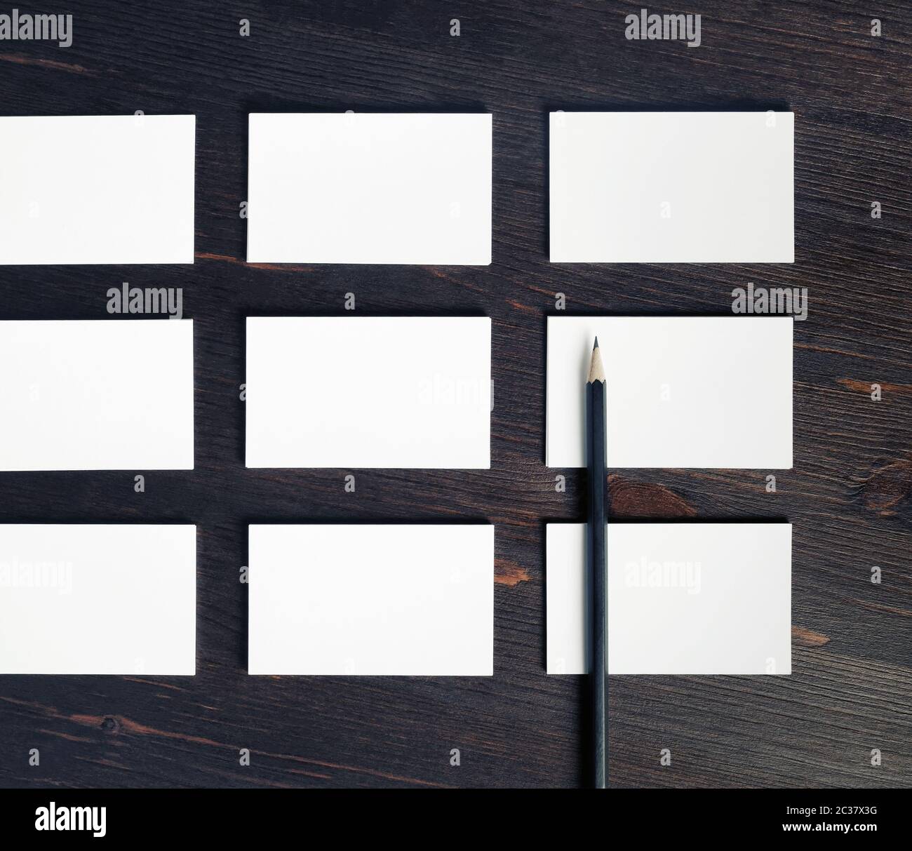 White business cards, pencil Stock Photo - Alamy