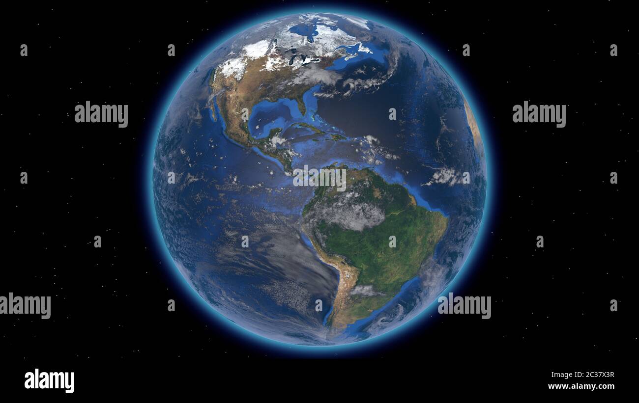 Beautiful planet Earth in space against the background of stars. 3d ...