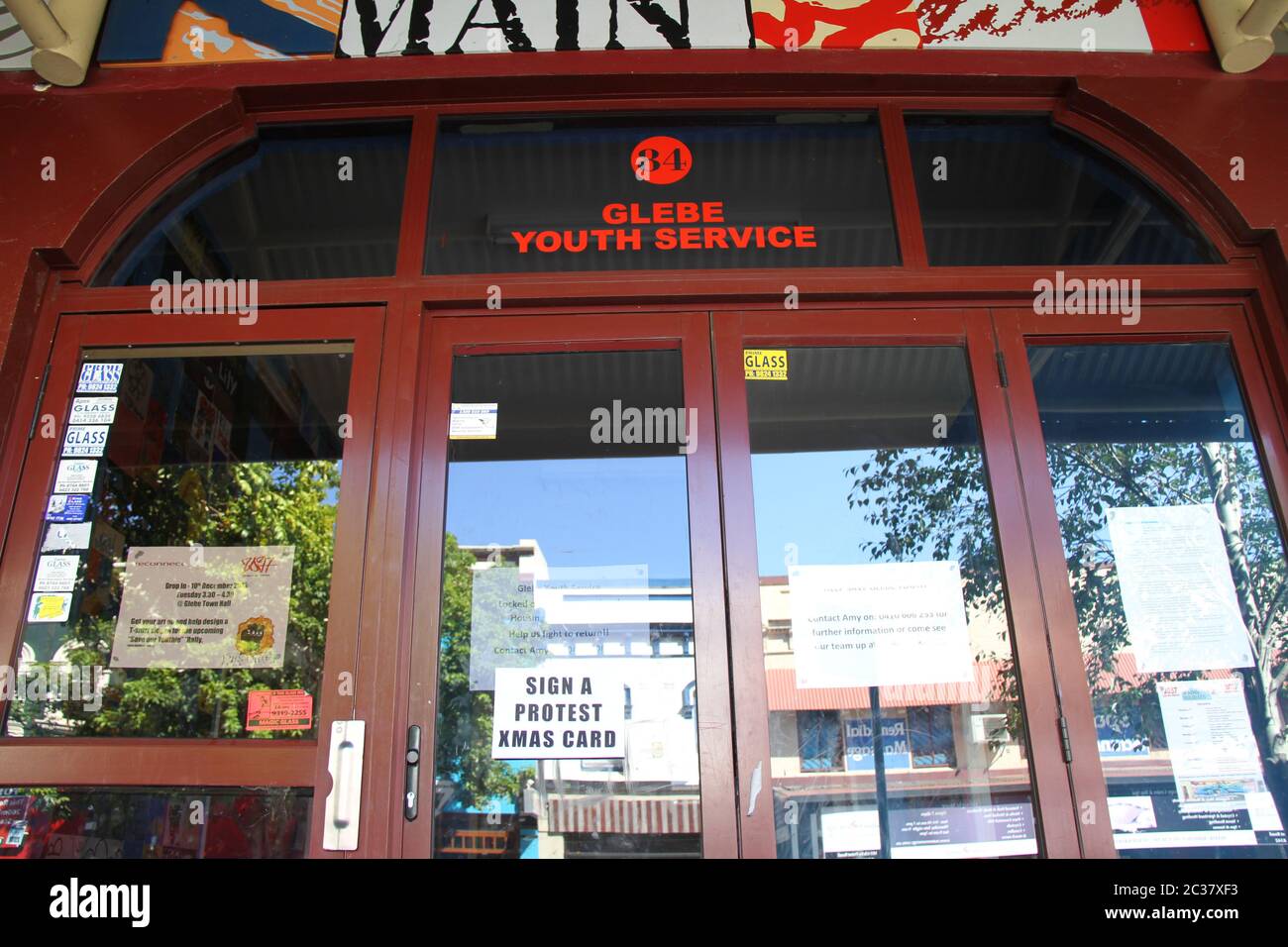 The entrance to the Glebe Youth Service building at 84 Glebe Point Road ...