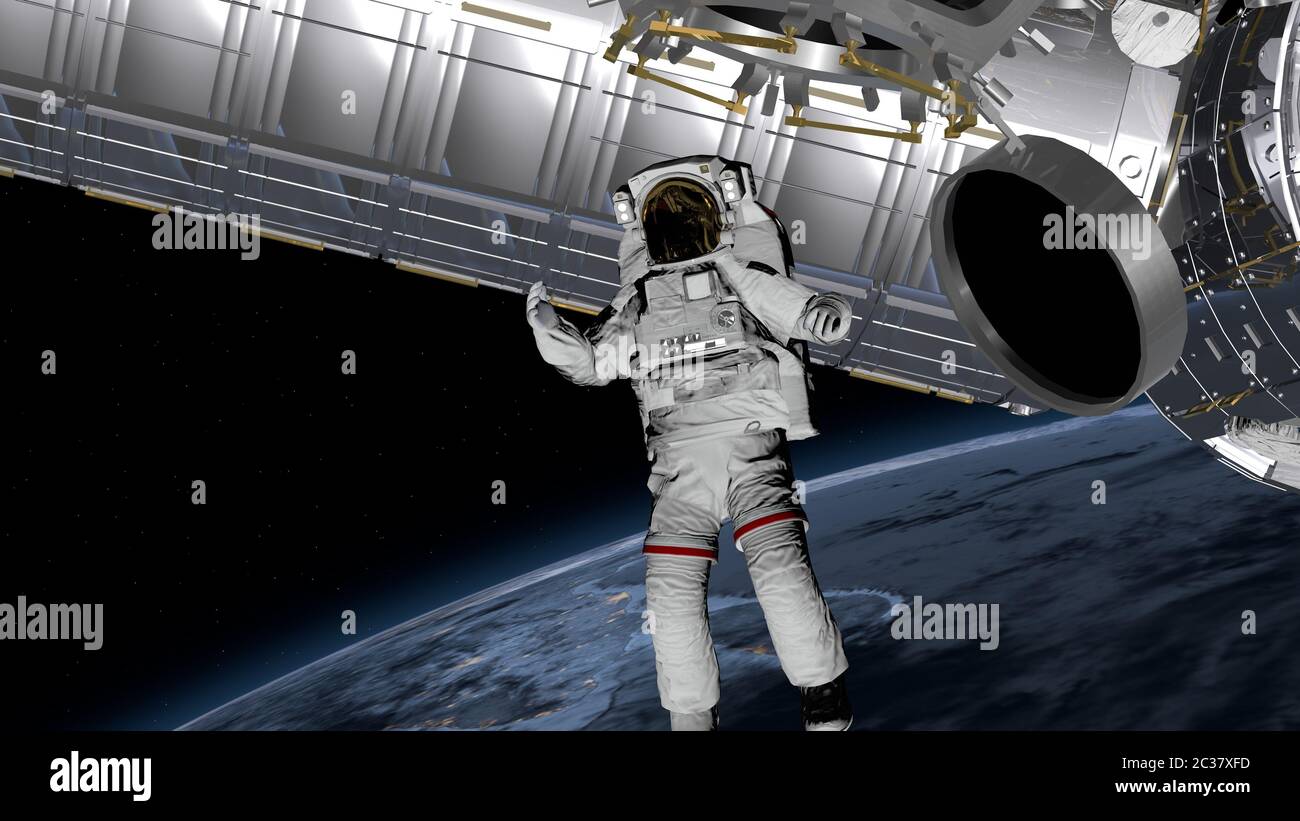 Astronaut Spacewalk, Astronaut in the open space. Elements of this ...