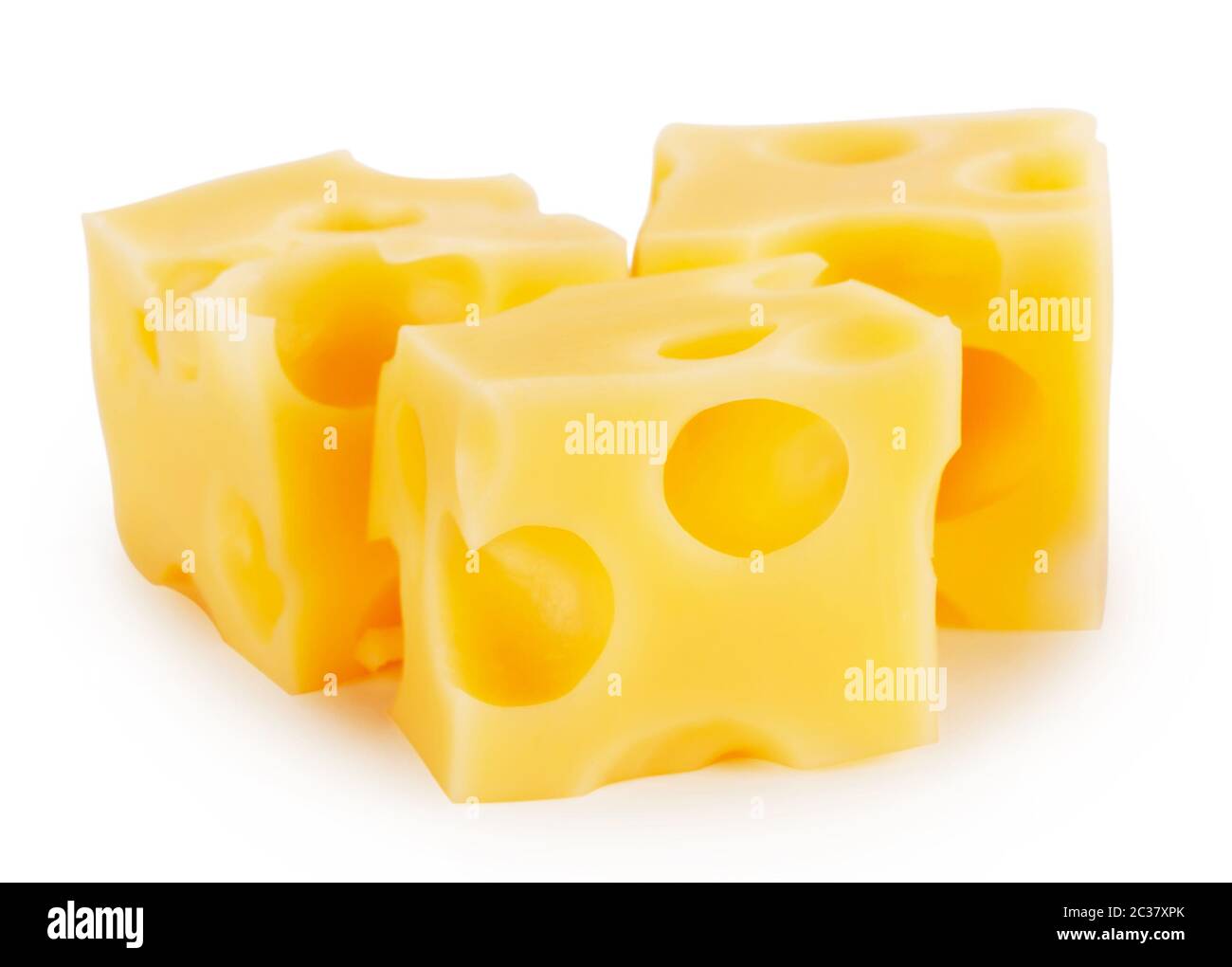 Three pieces of cheese isolated on white background Stock Photo - Alamy