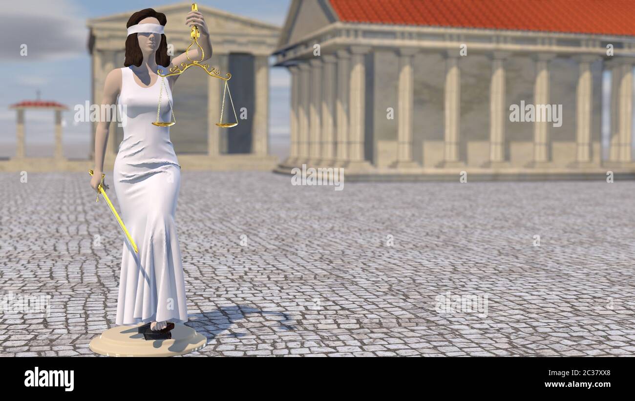 Statue of Justice, Themis, Femida with scales and a sword in his hands ...