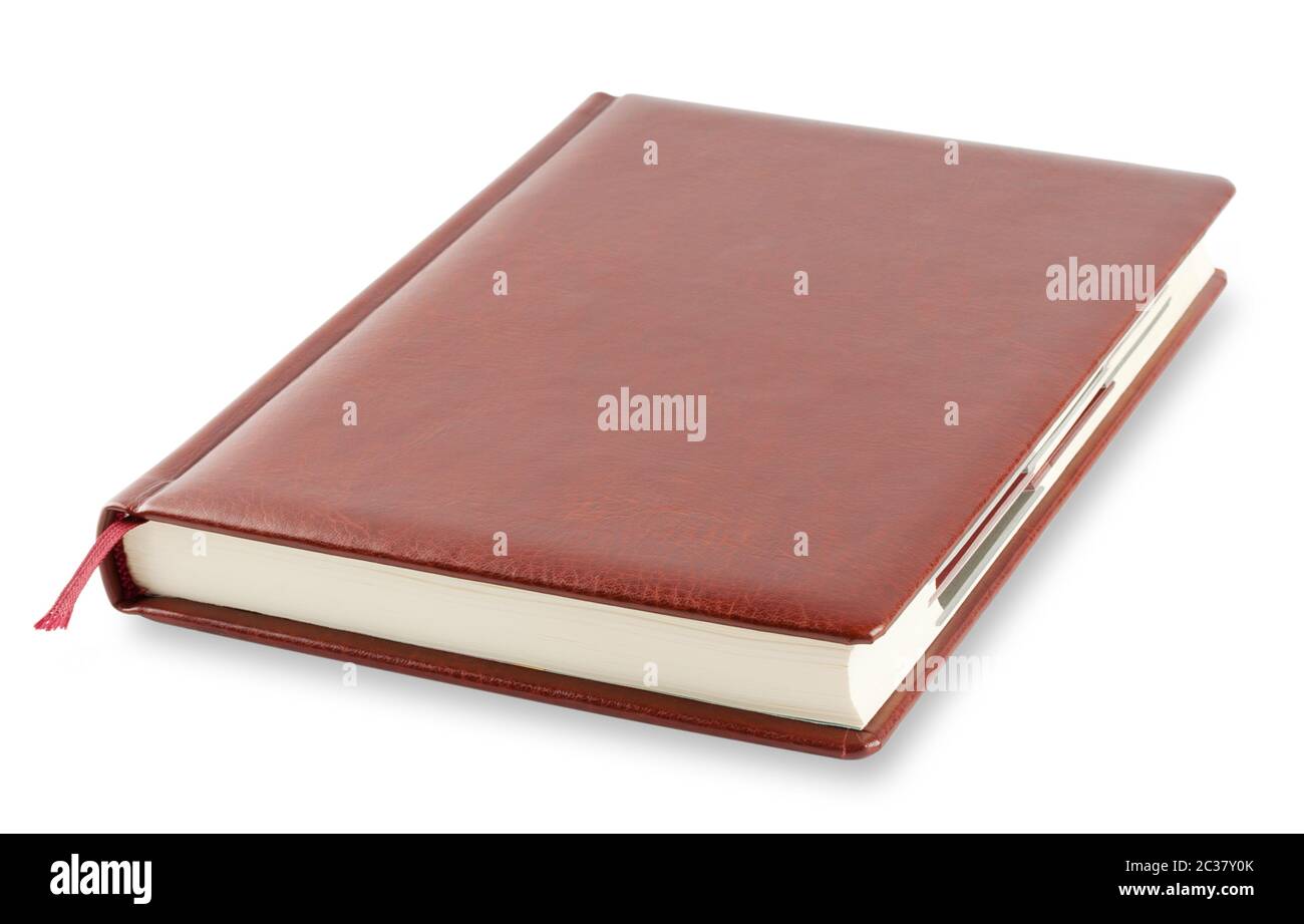 Brown diary with bookmark isolated on white background Stock Photo - Alamy
