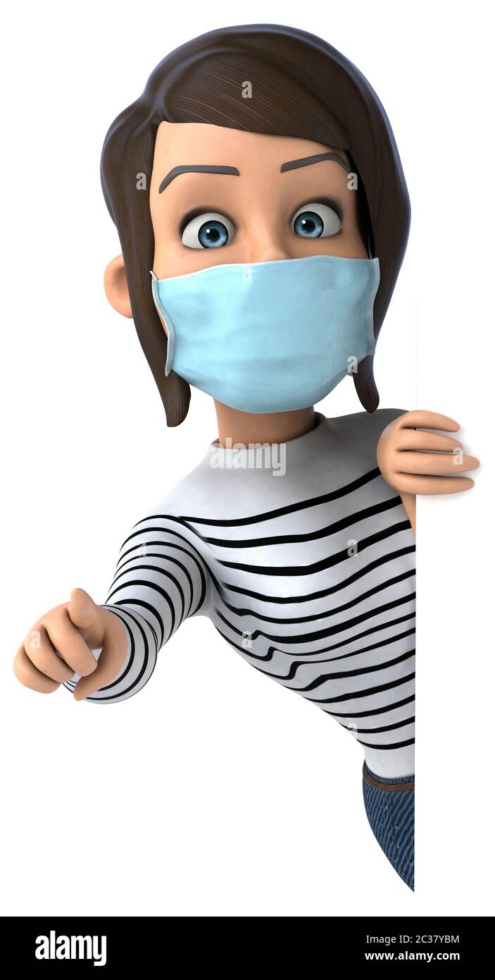 3D Illustration of a cartoon woman with a mask Stock Photo - Alamy