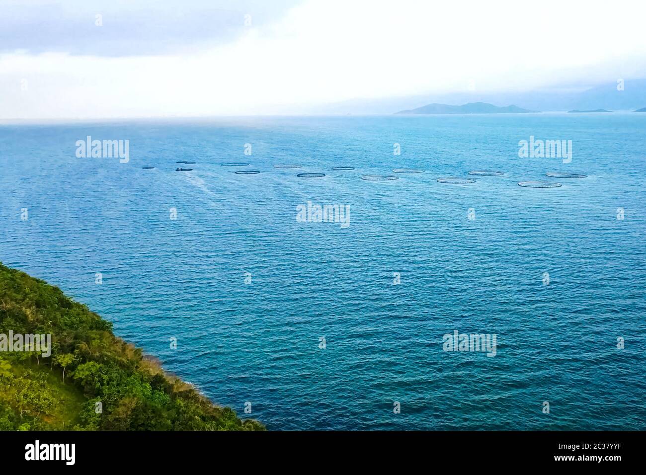 Fish farm at sea. Top view of the fish farm Stock Photo - Alamy