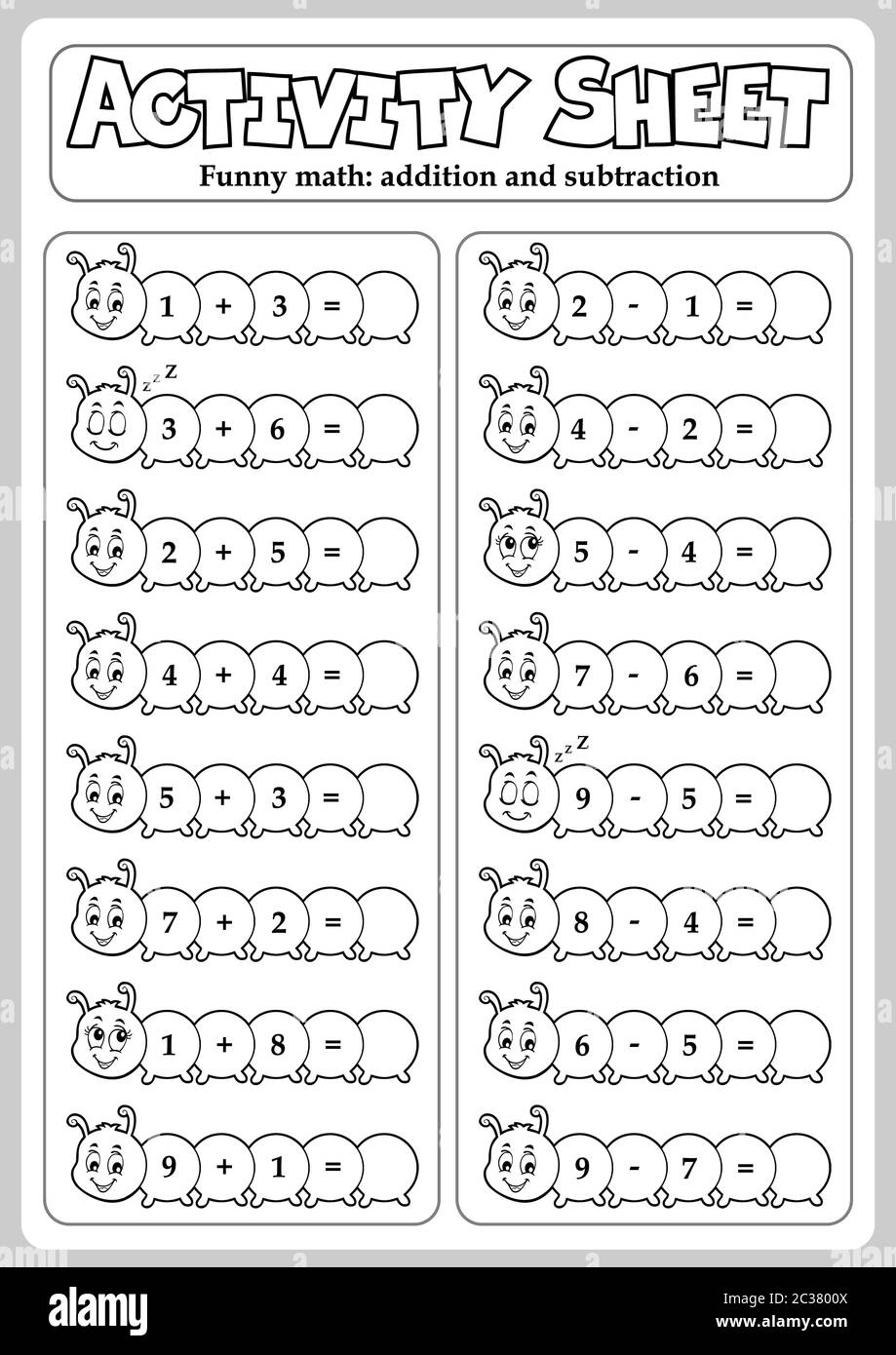 Activity sheet math theme 3 - picture illustration Stock Photo - Alamy