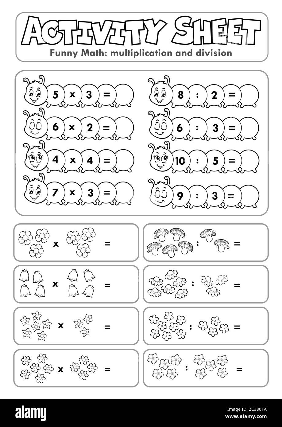 Activity sheet math theme 6 - picture illustration Stock Photo - Alamy