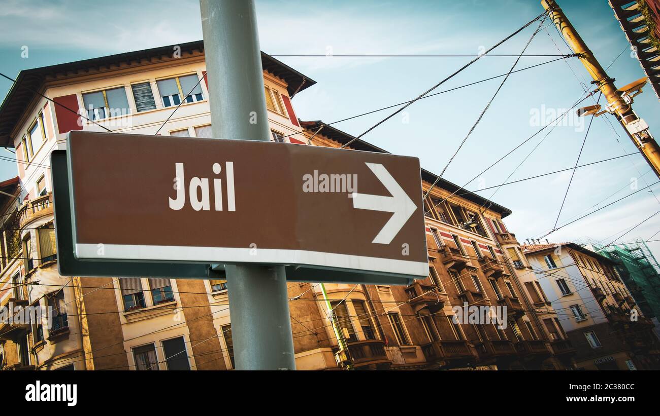 Street Sign to Jail Stock Photo - Alamy