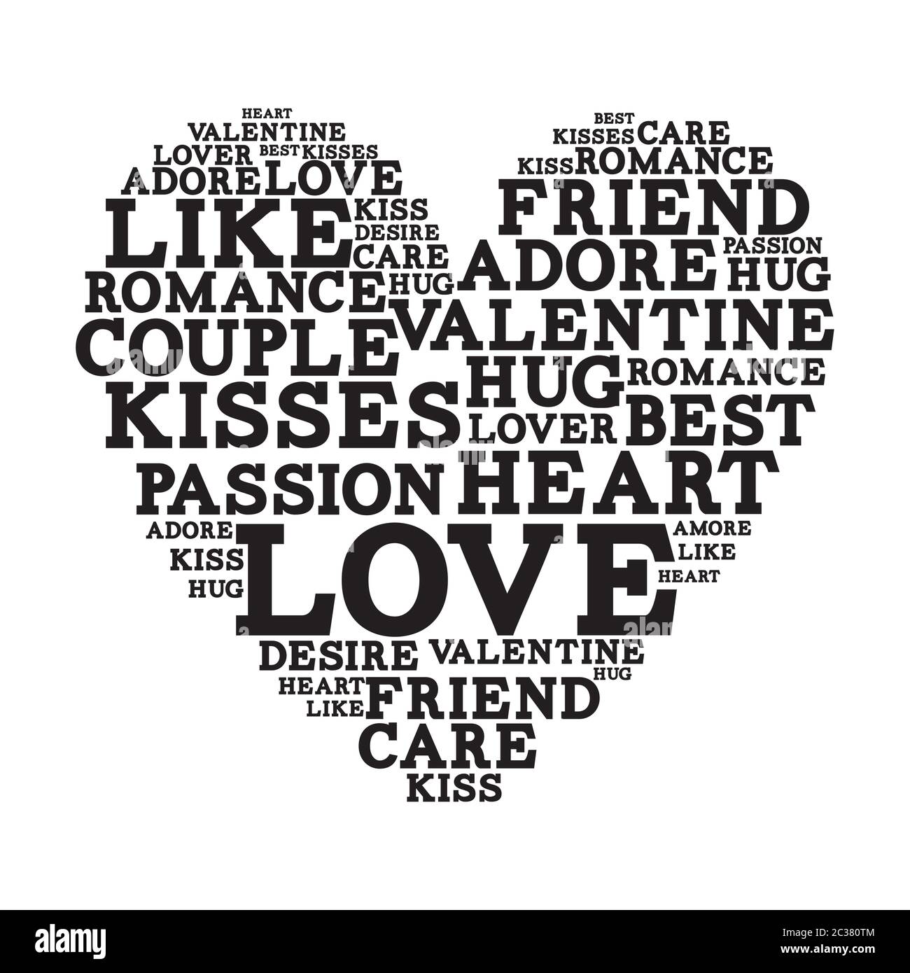 Romantic love heart word cloud for valentines day Stock Vector Image ...