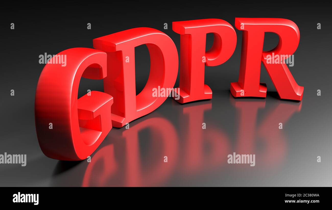 GDPR red write on black glossy desk - 3D rendering illustration Stock ...