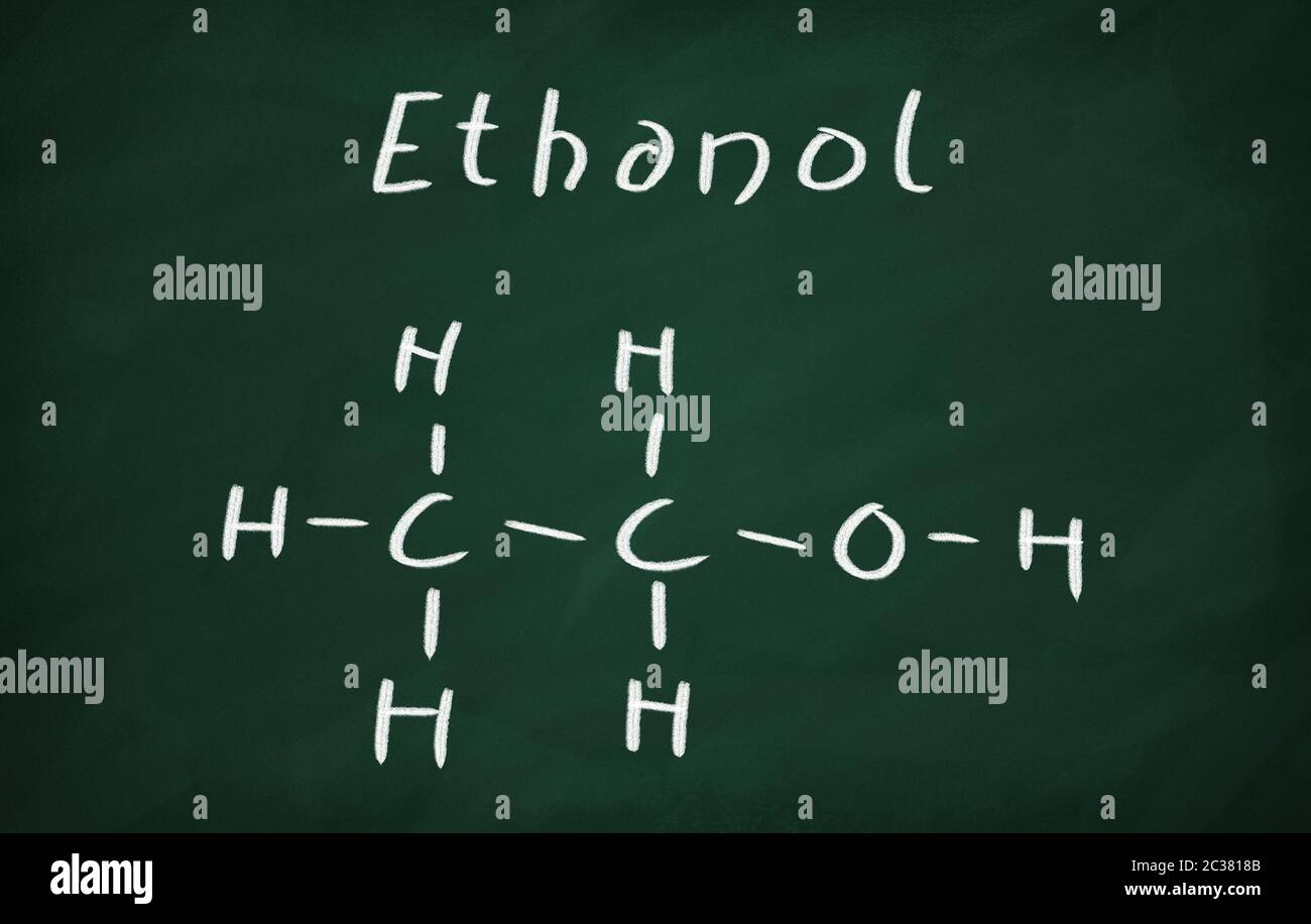 On the blackboard draw ethanol structural formula Stock Photo - Alamy