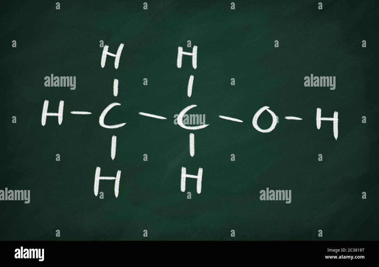 On the blackboard draw ethanol structural formula Stock Photo - Alamy