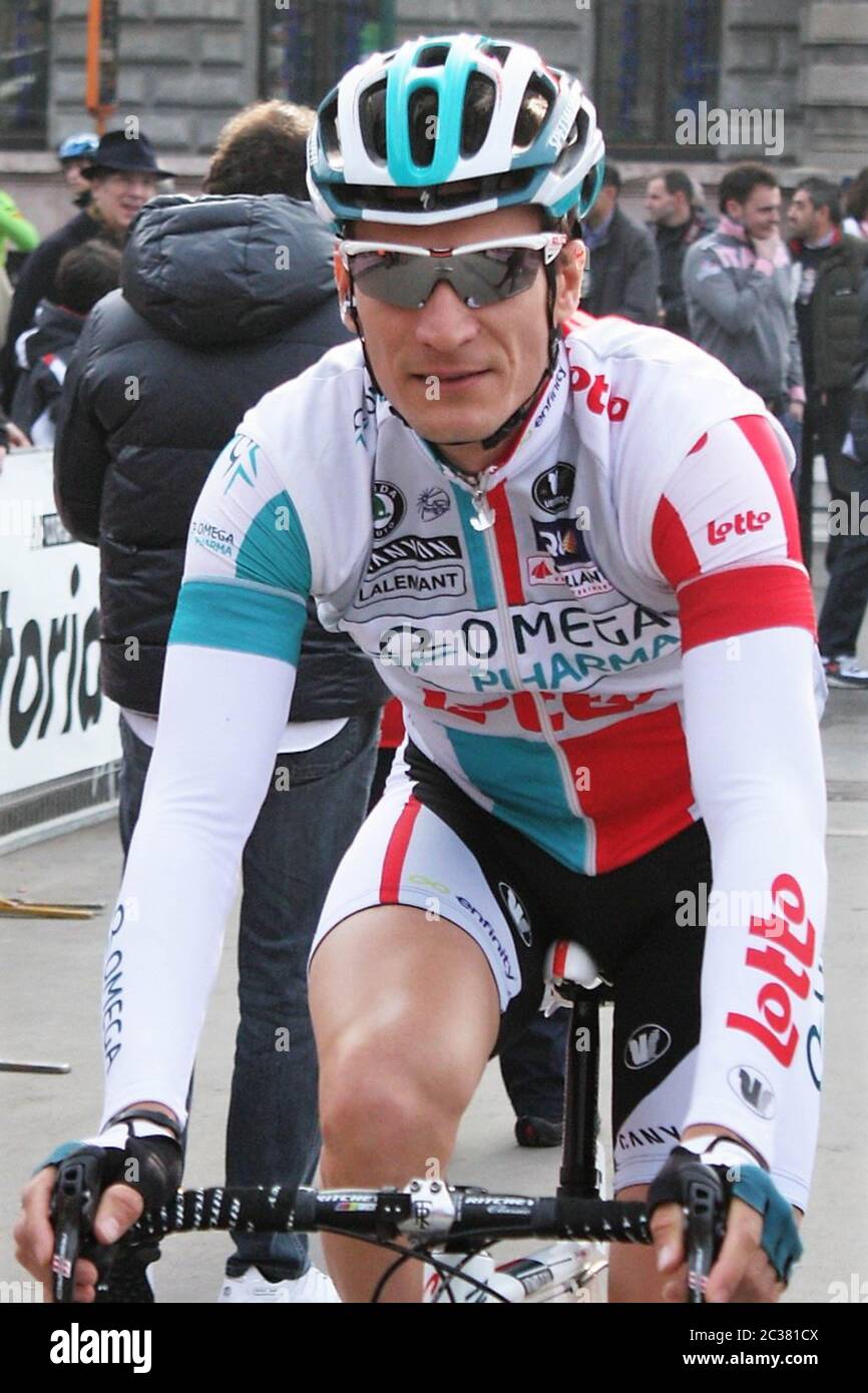 Sebastian Lang of Oméga Pharma - Lotto during the Milan san Remo 2011 ...