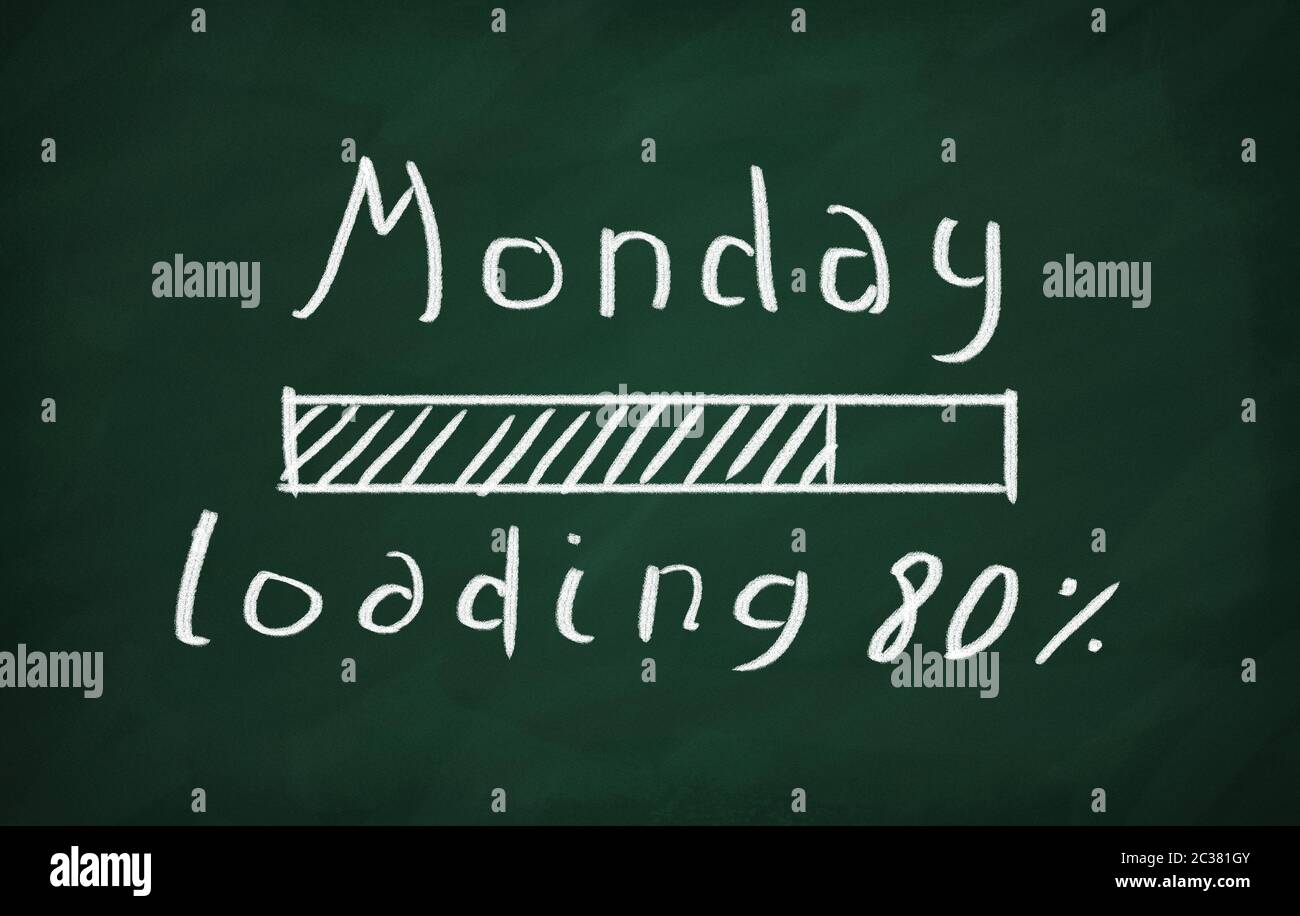 Loading monday writed on a blackboard and drawing loading bar Stock ...