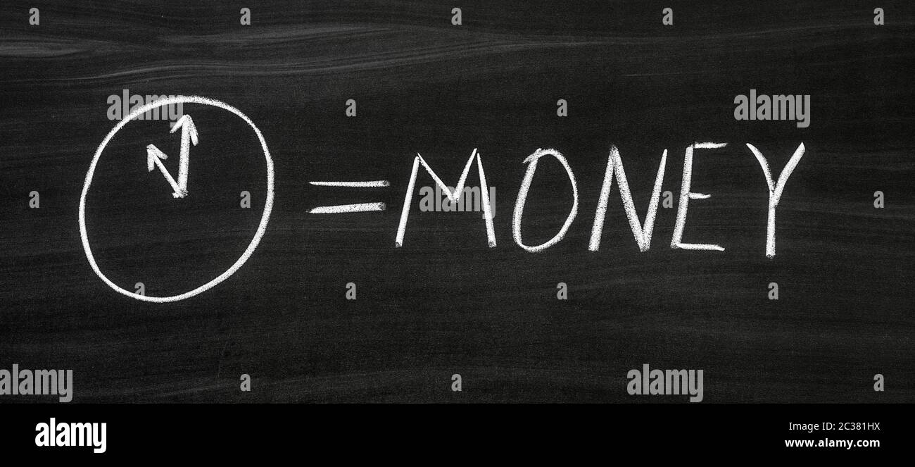 Money word handwritten with white chalk on a blackboard Stock Photo - Alamy
