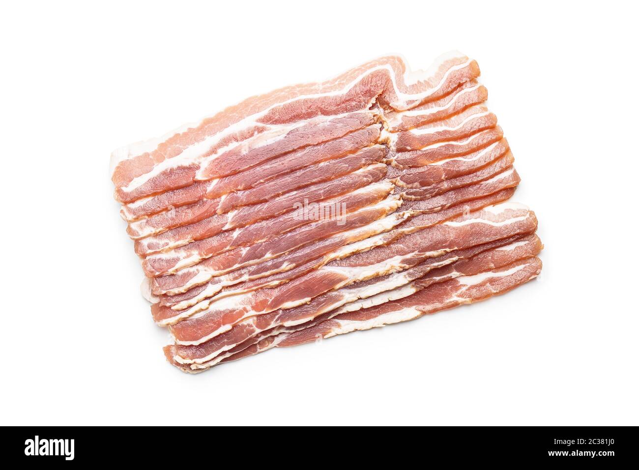 Smoked bacon strips isolated on white background Stock Photo - Alamy