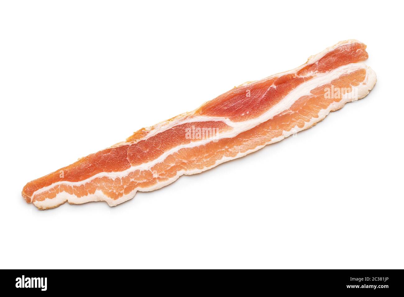 Smoked bacon strips isolated on white background Stock Photo - Alamy