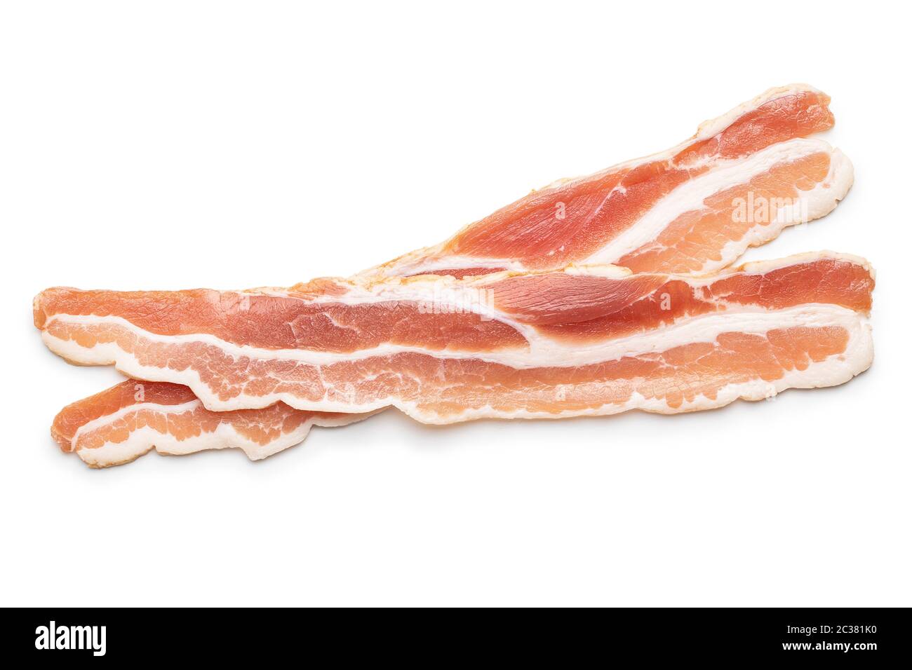 Smoked bacon strips isolated on white background Stock Photo - Alamy